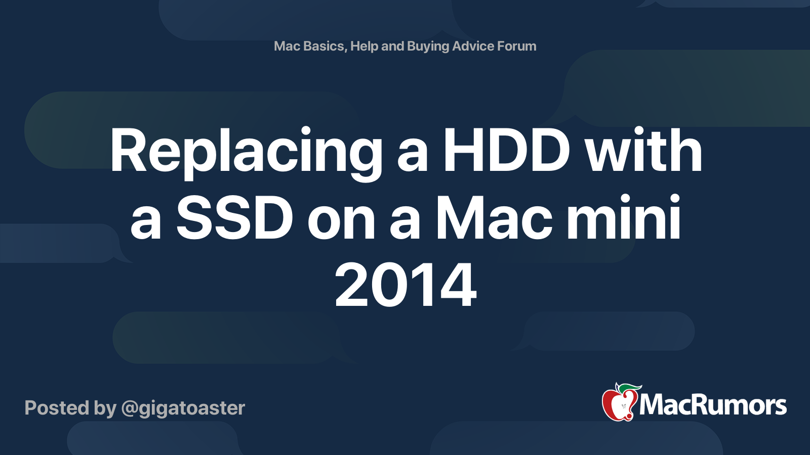 Replacing a HDD with a SSD on a Mac mini 2014 | MacRumors Forums