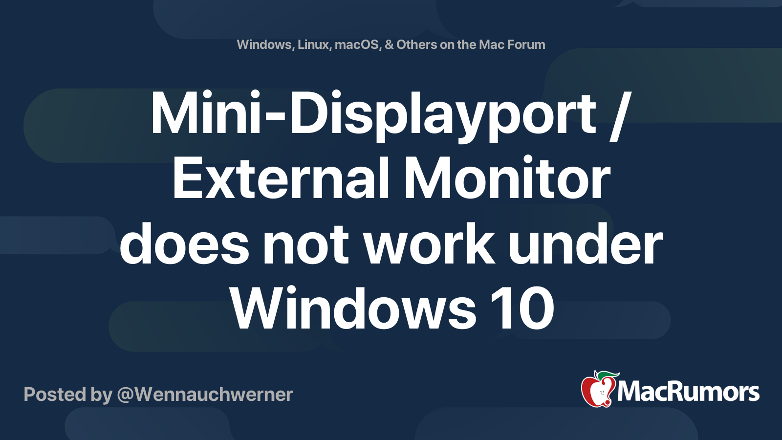 Mini-Displayport / External Monitor does not work under Windows 10 | MacRumors Forums