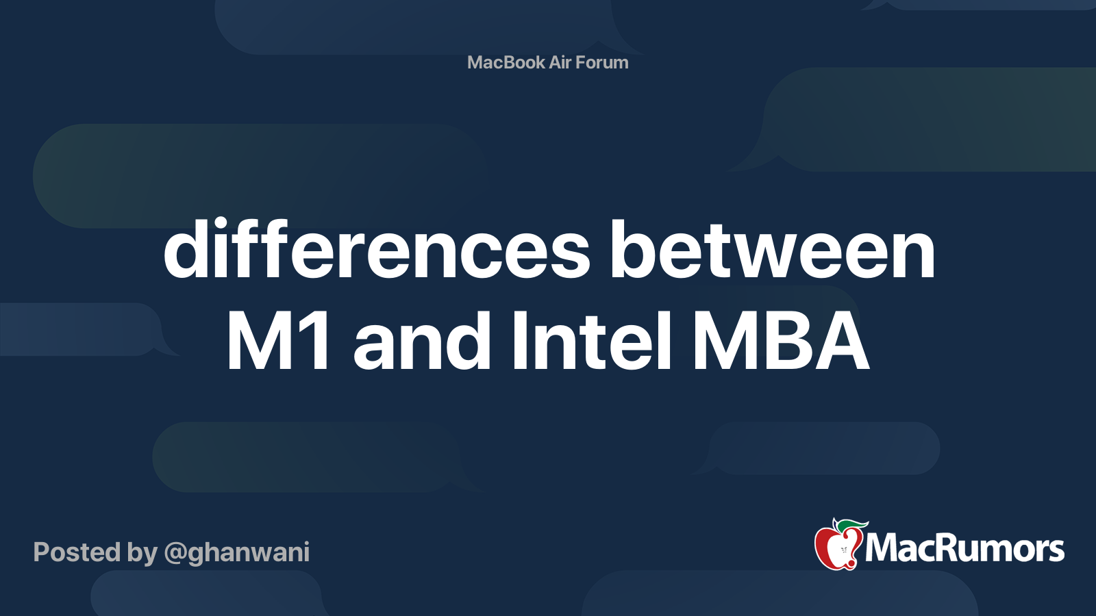 differences between M1 and Intel MBA | MacRumors Forums