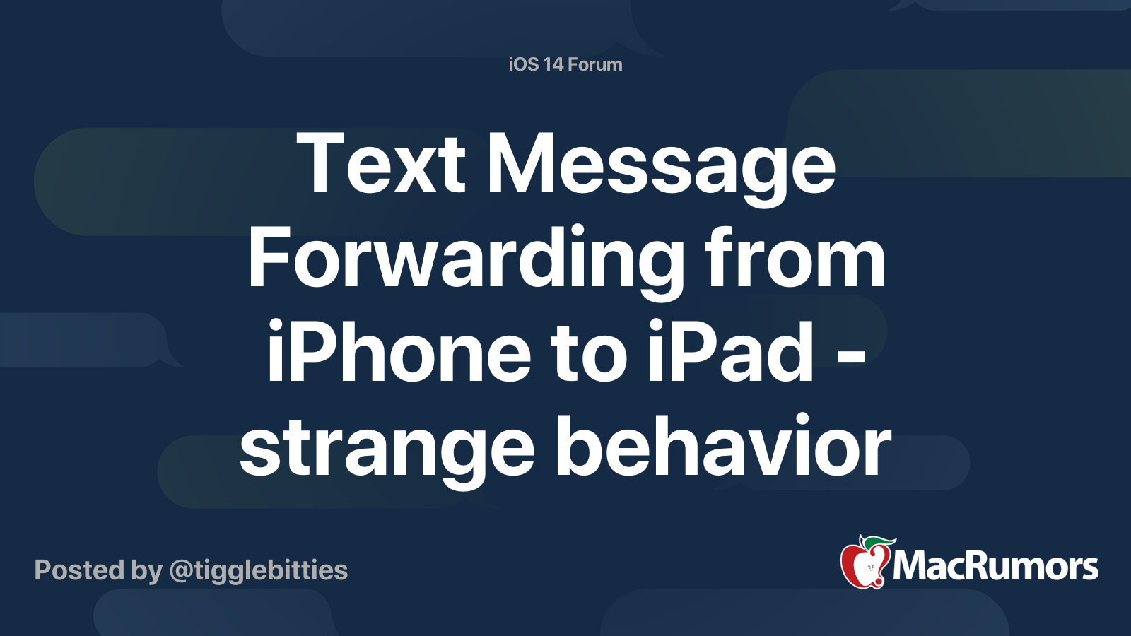 Text Message Forwarding from iPhone to iPad - strange behavior | MacRumors Forums