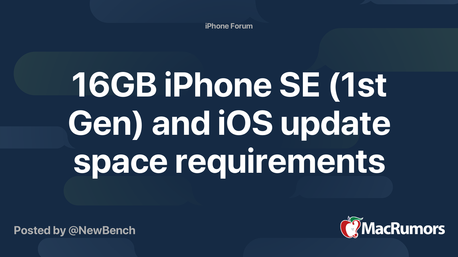 16GB iPhone SE (1st Gen) and iOS update space requirements | MacRumors ...