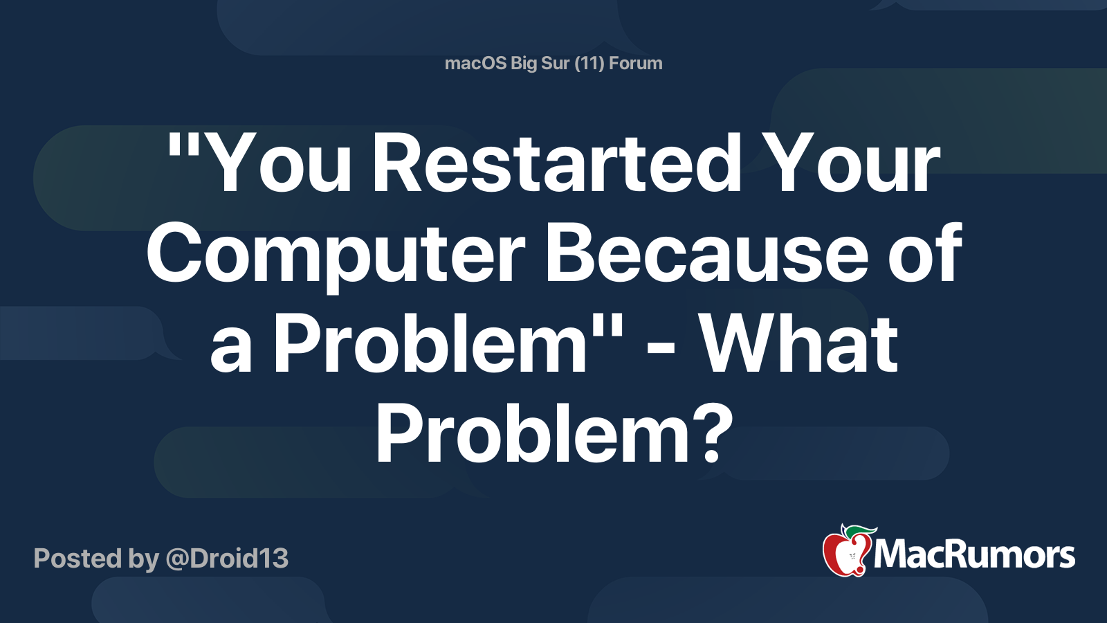 "You Restarted Your Computer Because of a Problem" - What Problem ...