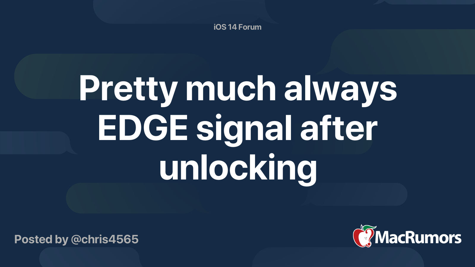 Pretty much always EDGE signal after unlocking | MacRumors Forums