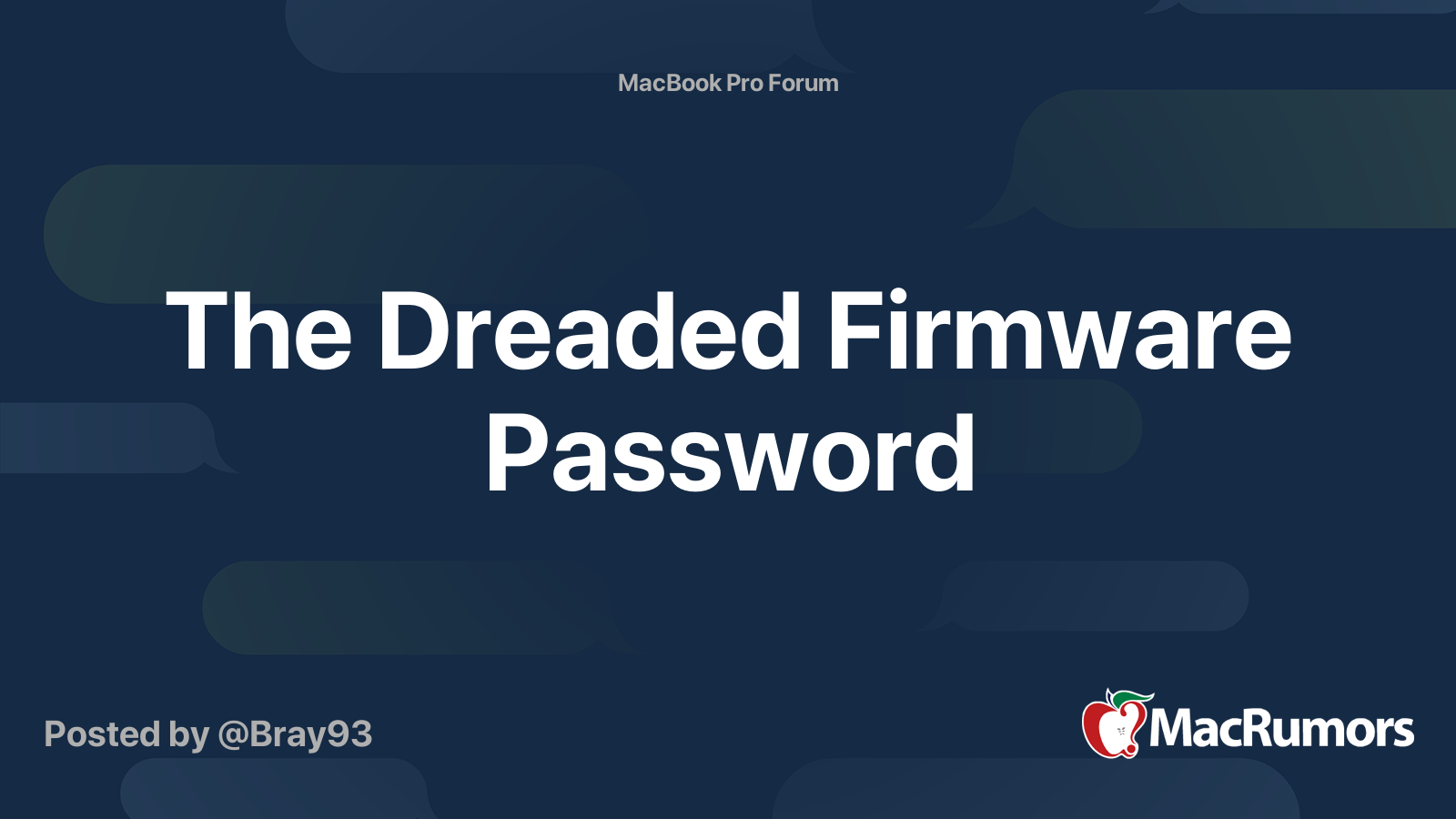 The Dreaded Firmware Password Macrumors Forums