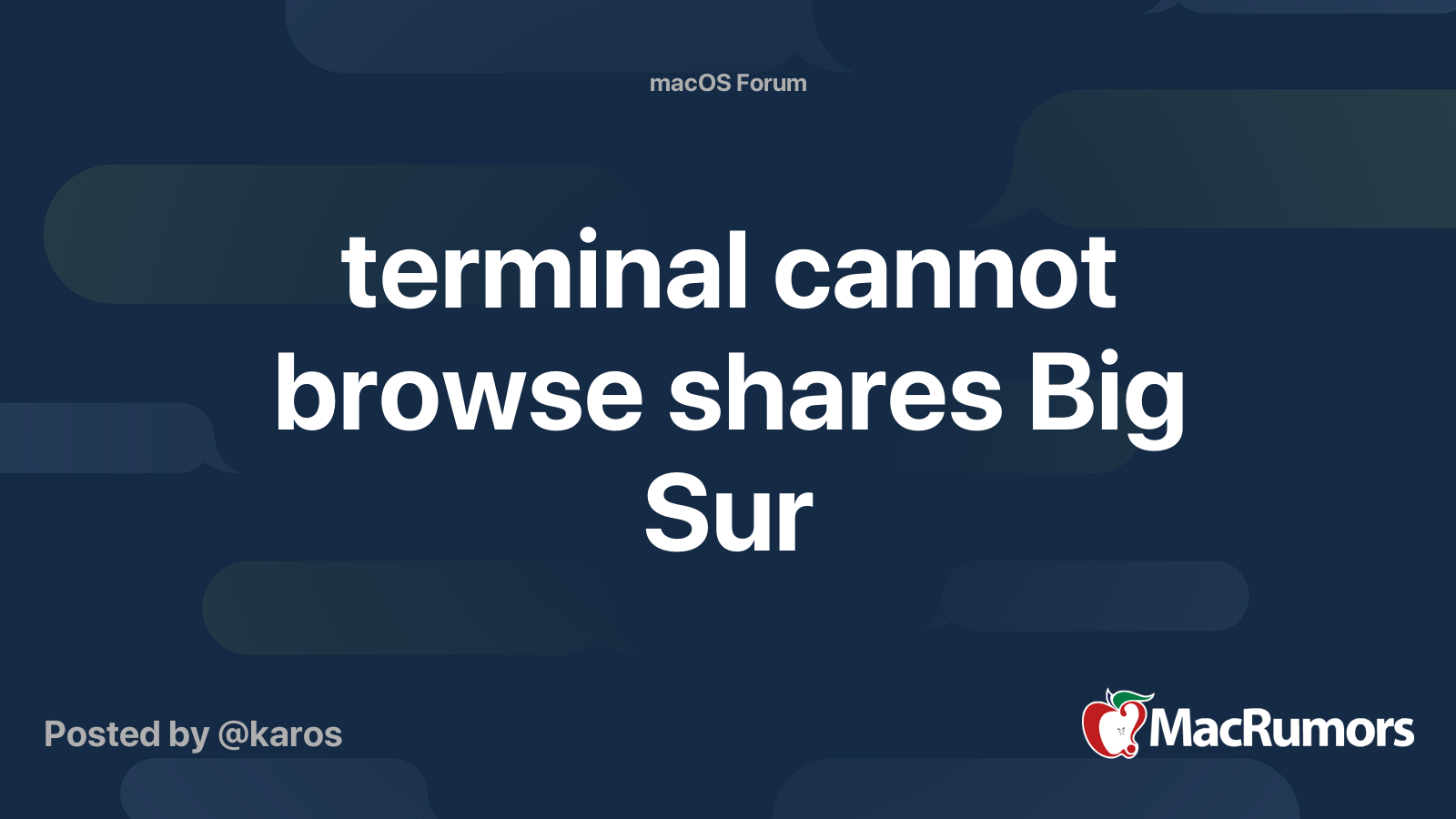 terminal cannot browse shares Big Sur | MacRumors Forums