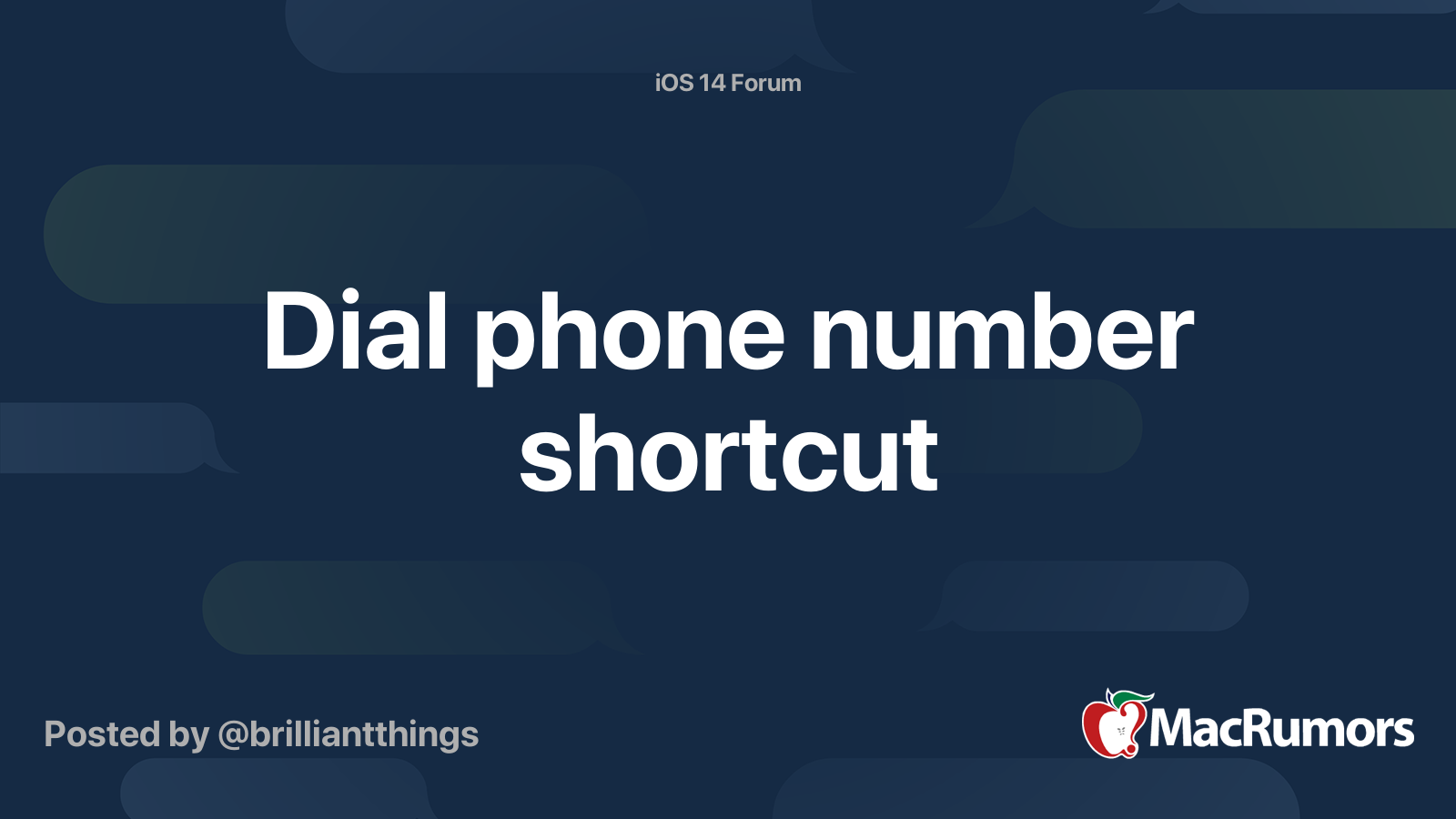 Dial phone number shortcut | MacRumors Forums