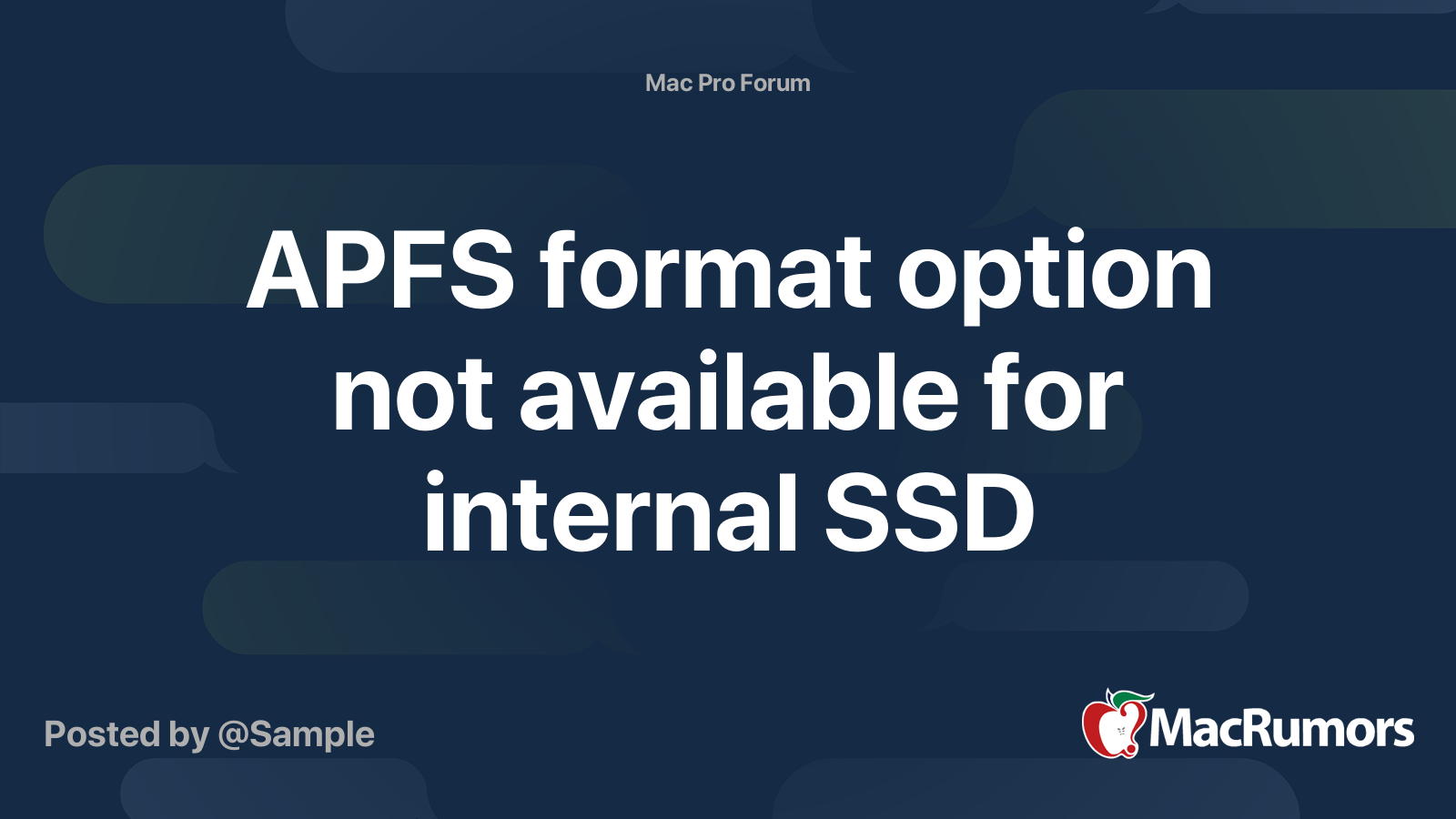 APFS format option not available for internal SSD | MacRumors Forums