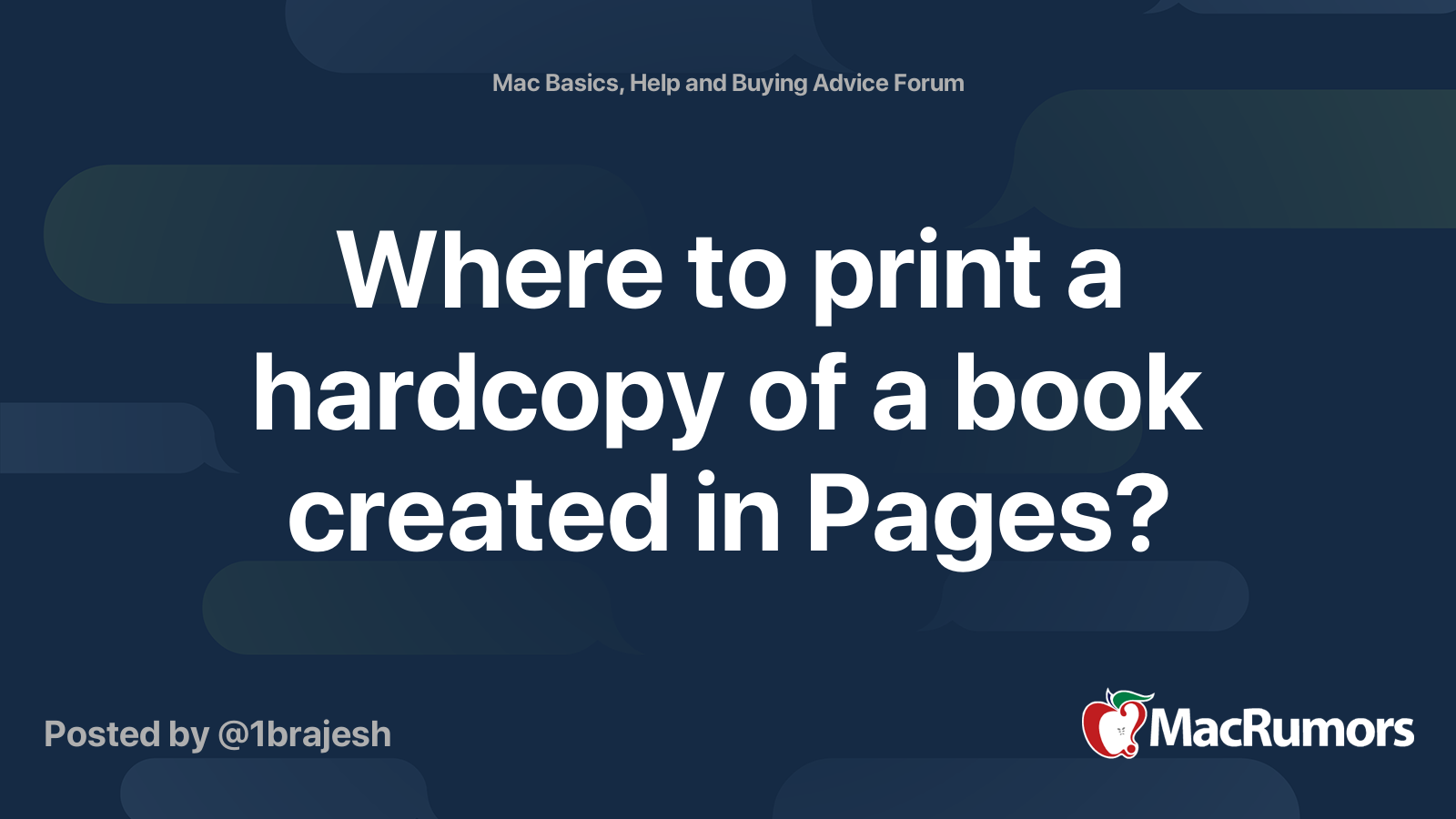 Where to print a hardcopy of a book created in Pages? | MacRumors Forums