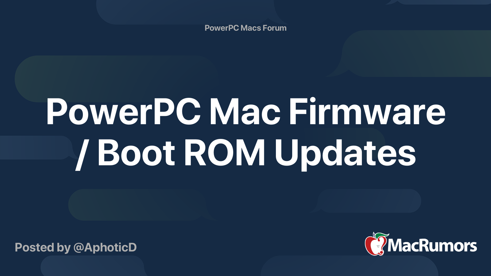 PowerPC Mac Firmware / Boot ROM Updates | MacRumors Forums
