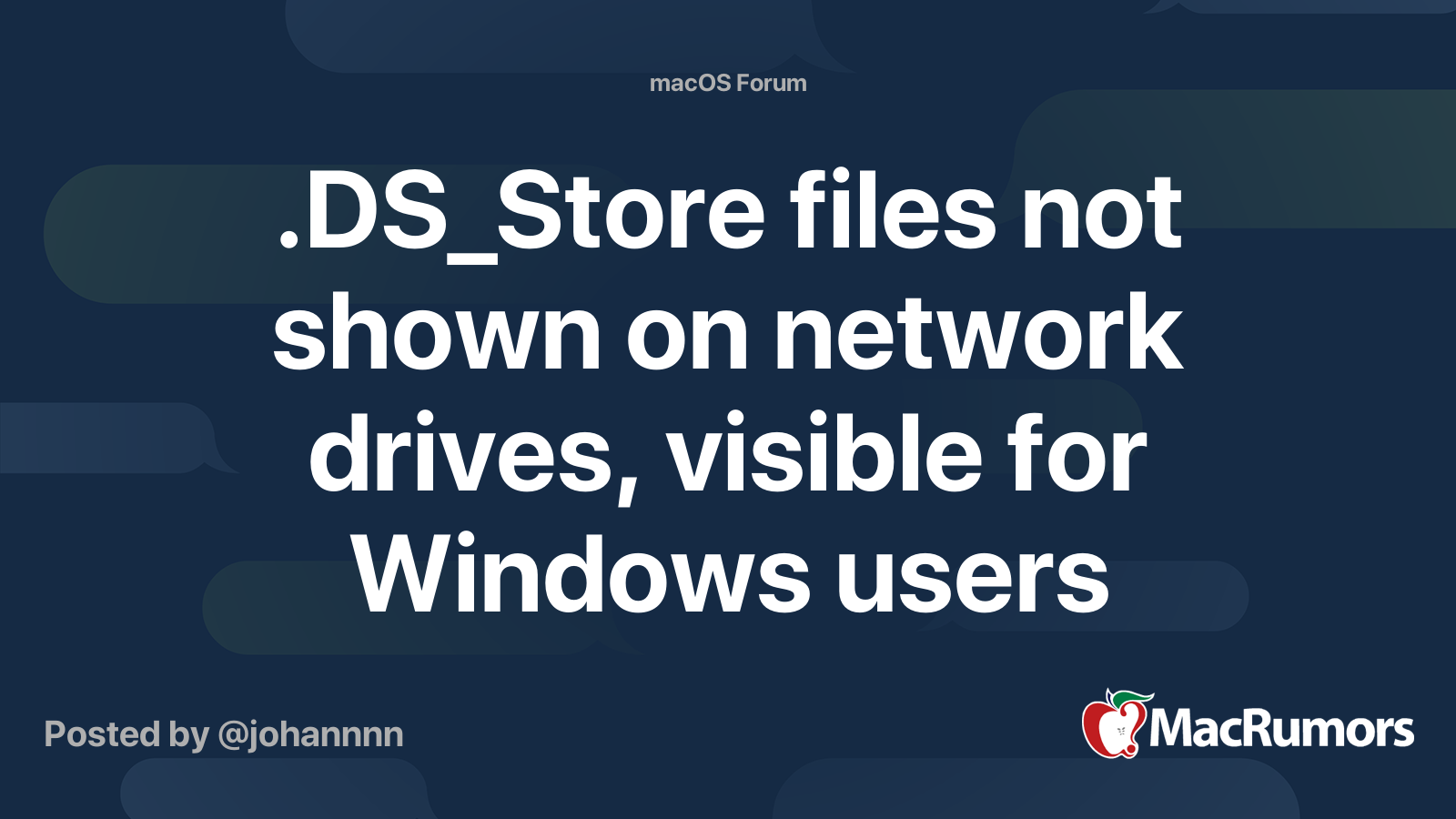 .DS_Store files not shown on network drives, visible for Windows users | MacRumors Forums