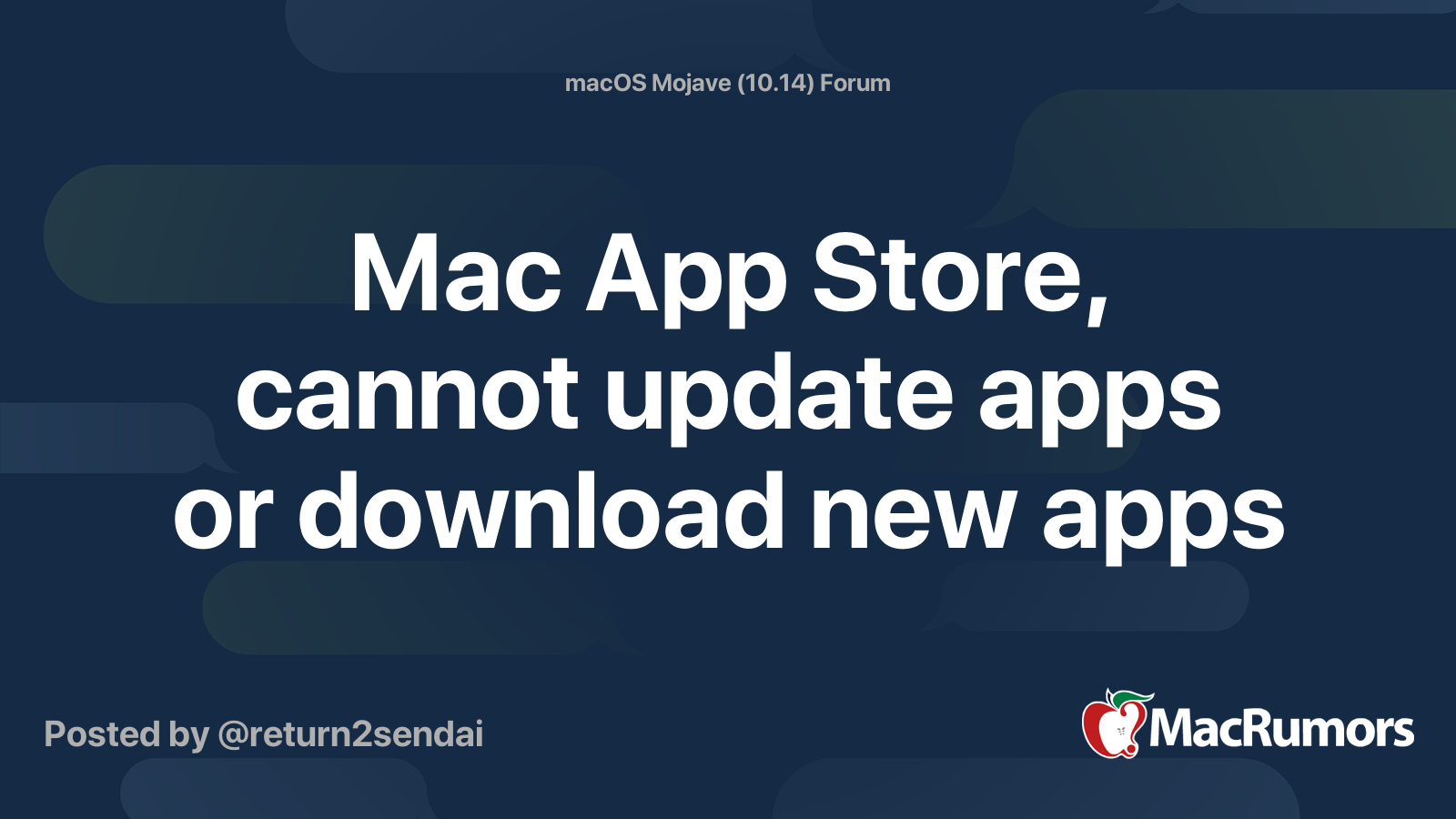 Mac App Store, cannot update apps or download new apps | MacRumors Forums