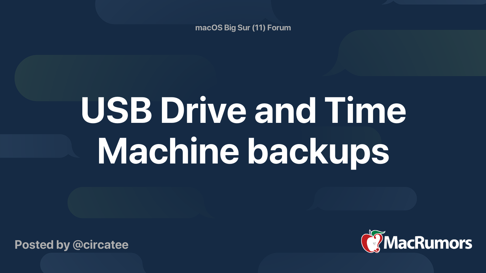 USB Drive and Time Machine backups | MacRumors Forums