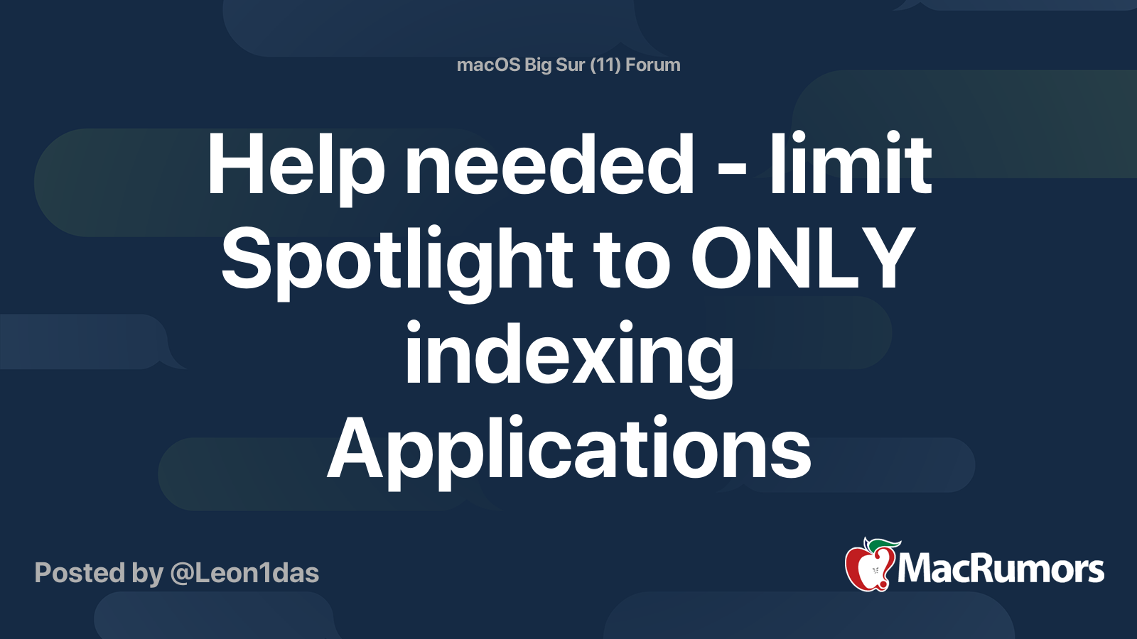 Help Needed Limit Spotlight To Only Indexing Applications Macrumors Forums 