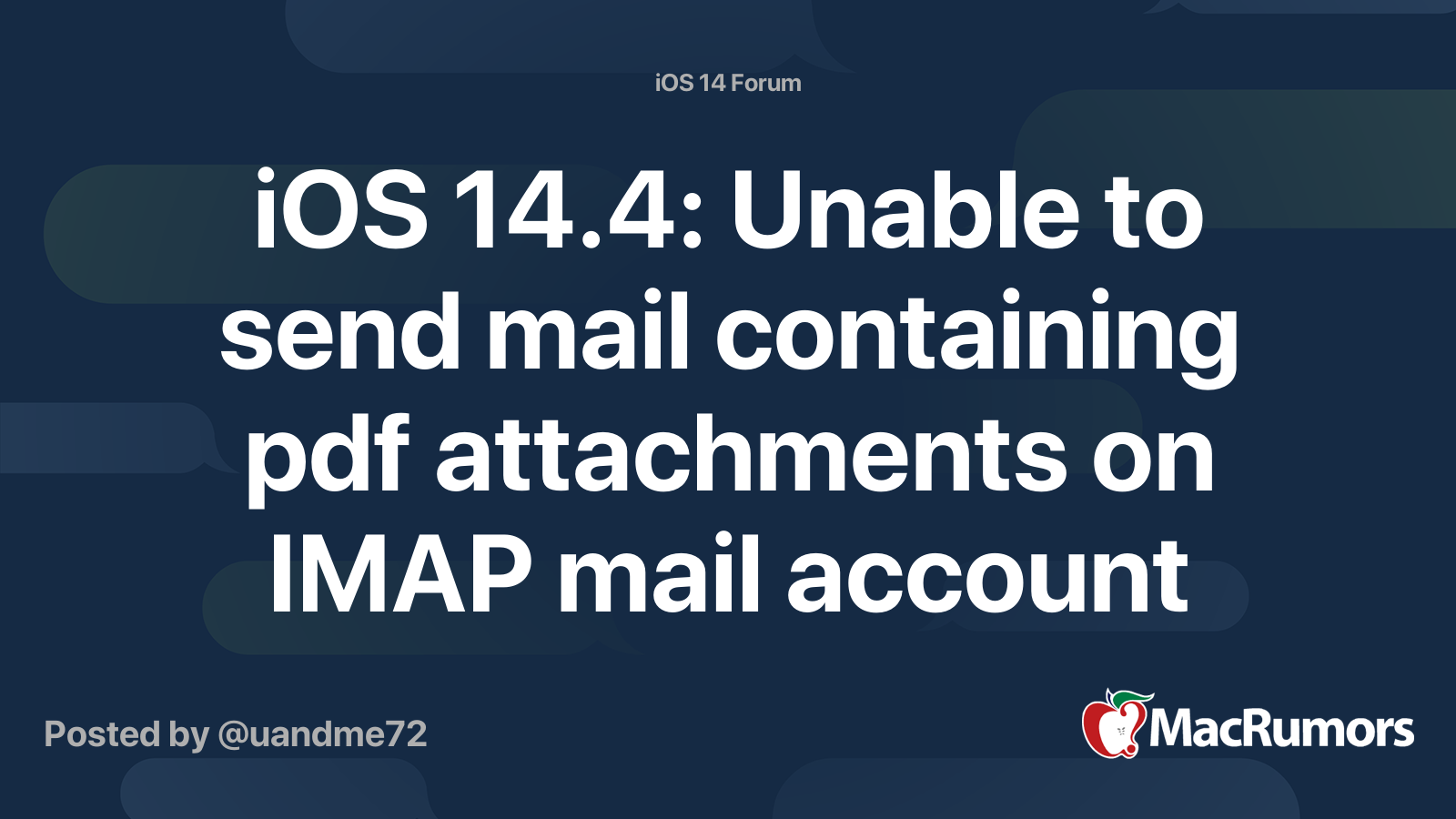 iOS 14.4: Unable to send mail containing pdf attachments on IMAP mail account using SMTP on ...