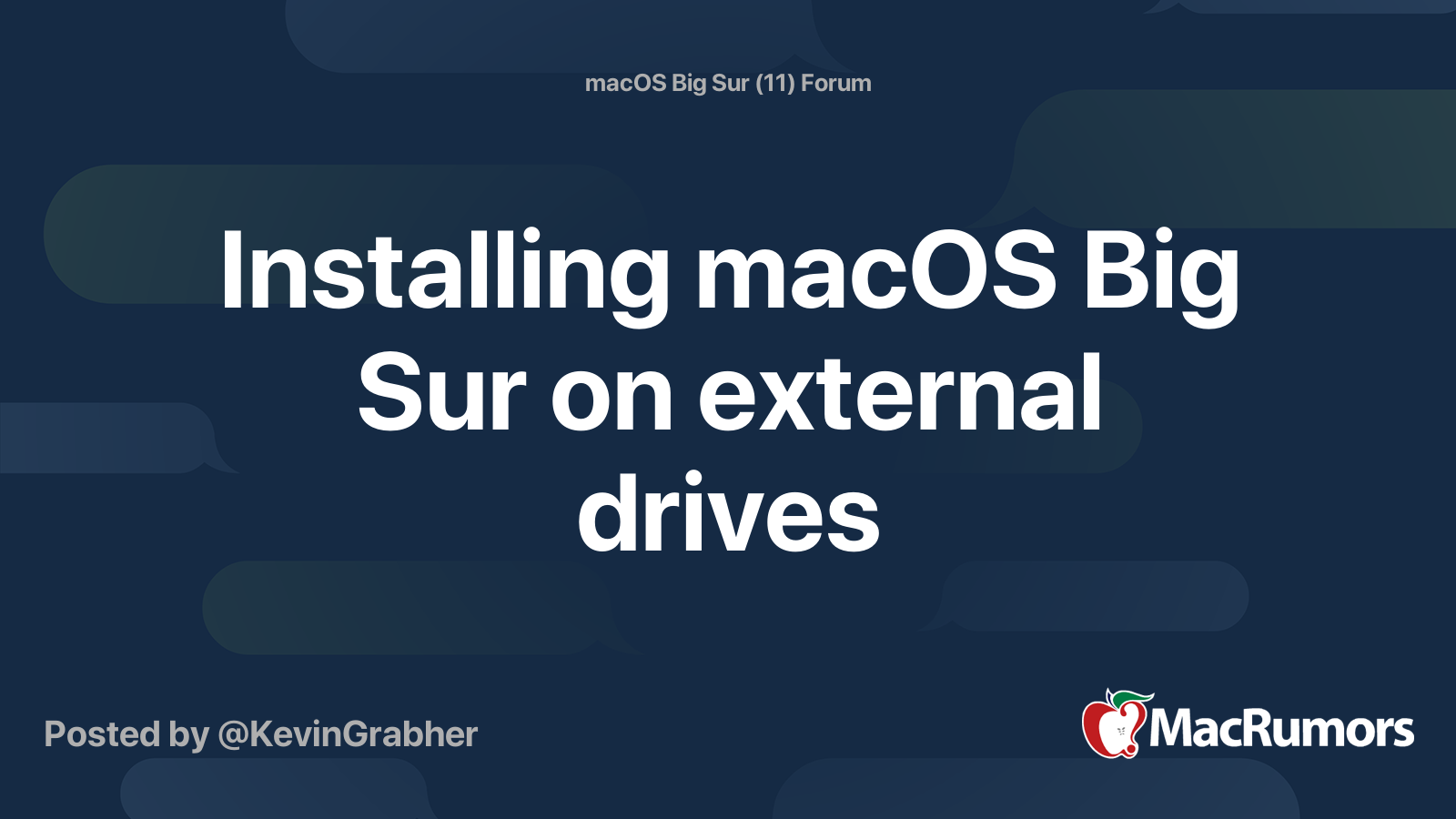 Installing macOS Big Sur on external drives | MacRumors Forums