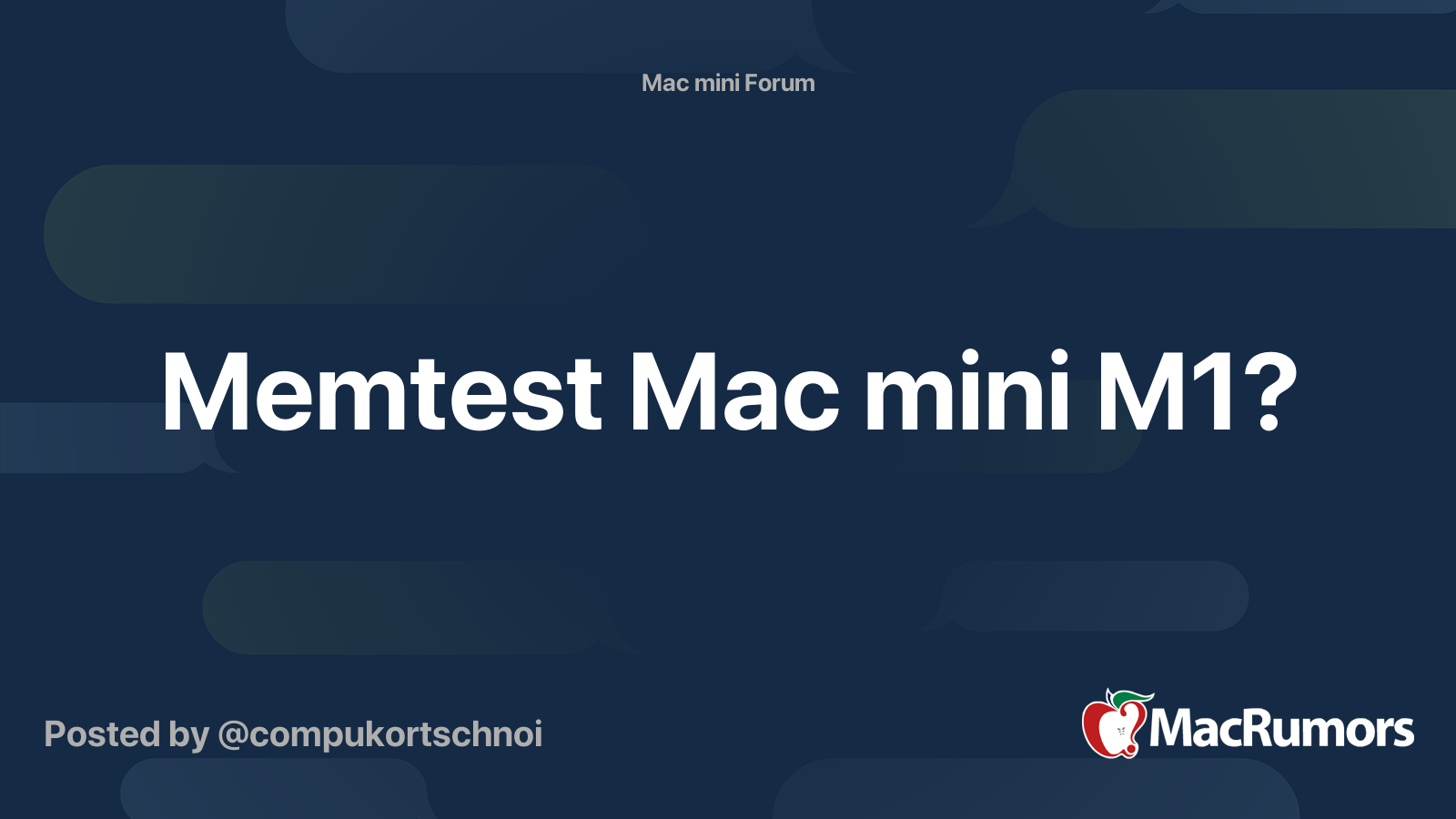 Memtest Mac mini M1? | MacRumors Forums
