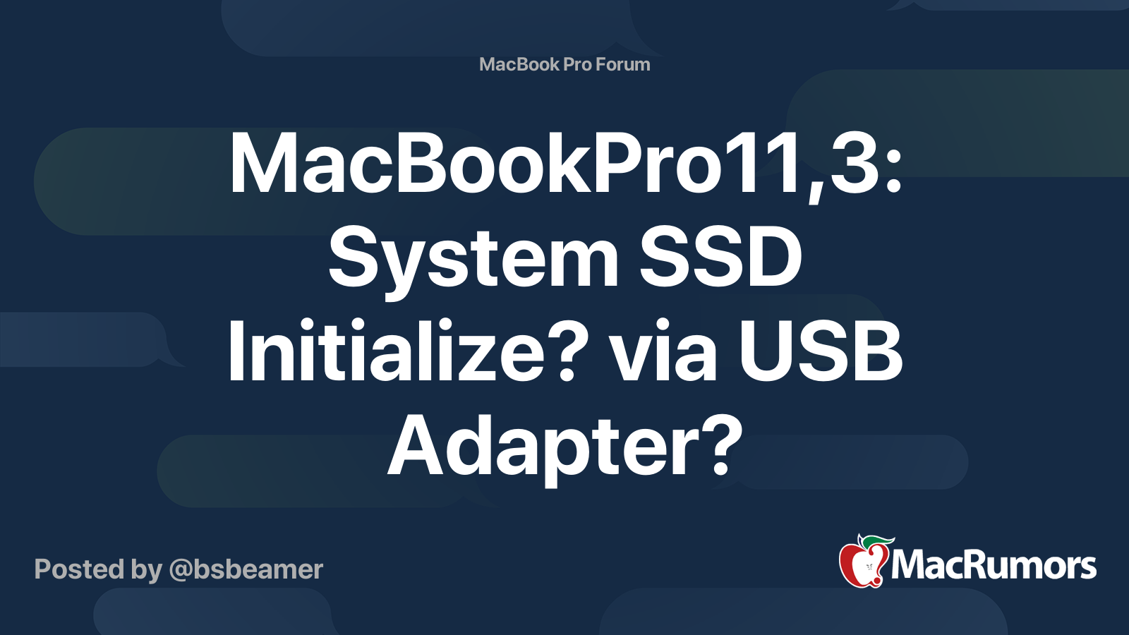 MacBookPro11,3: System SSD Initialize? via USB Adapter? | MacRumors Forums