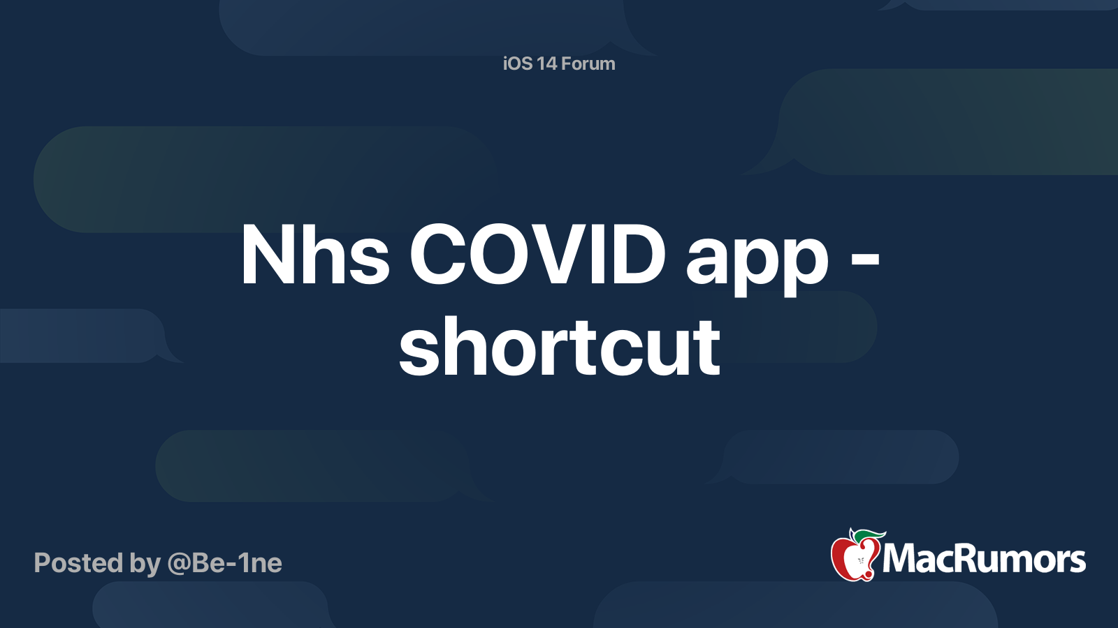 Nhs COVID app - shortcut | MacRumors Forums