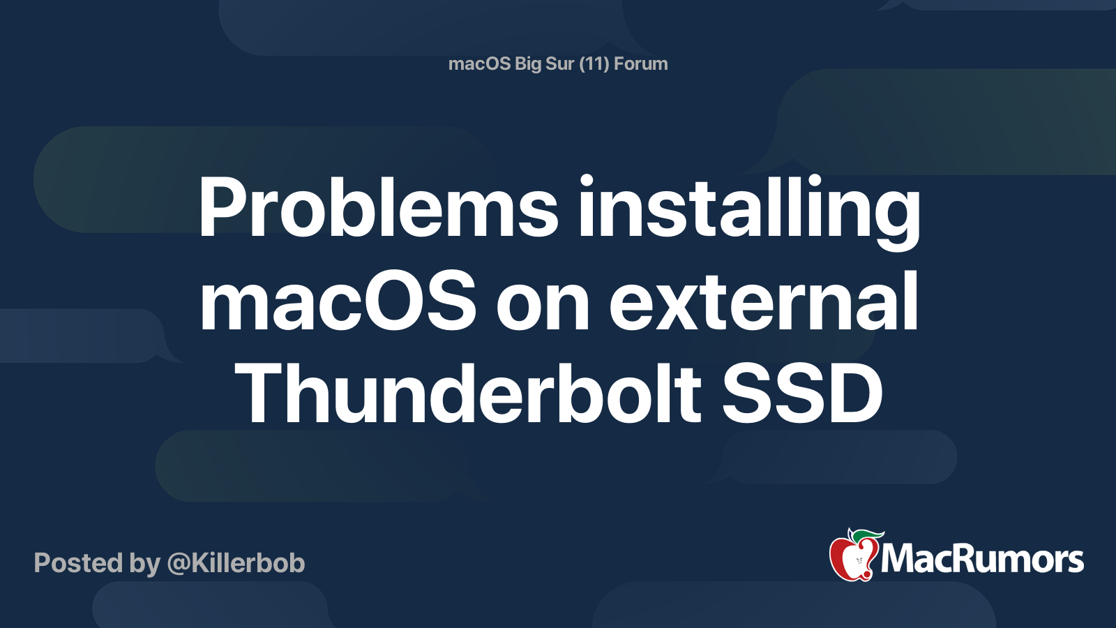 Problems installing macOS on external Thunderbolt SSD | MacRumors Forums