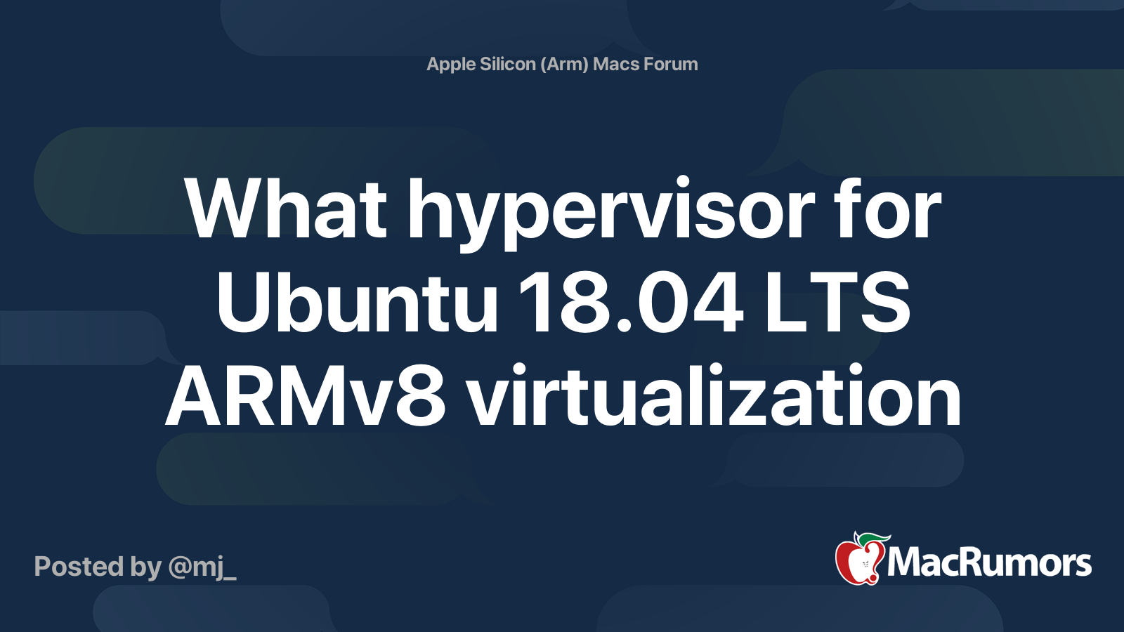 What hypervisor for Ubuntu 18.04 LTS ARMv8 virtualization | MacRumors ...