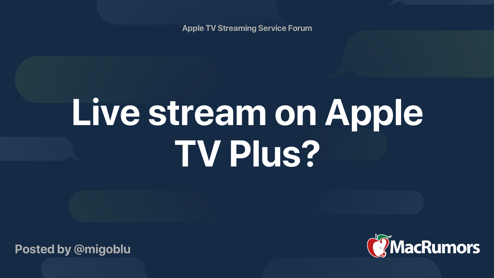Live stream on Apple TV Plus? | MacRumors Forums