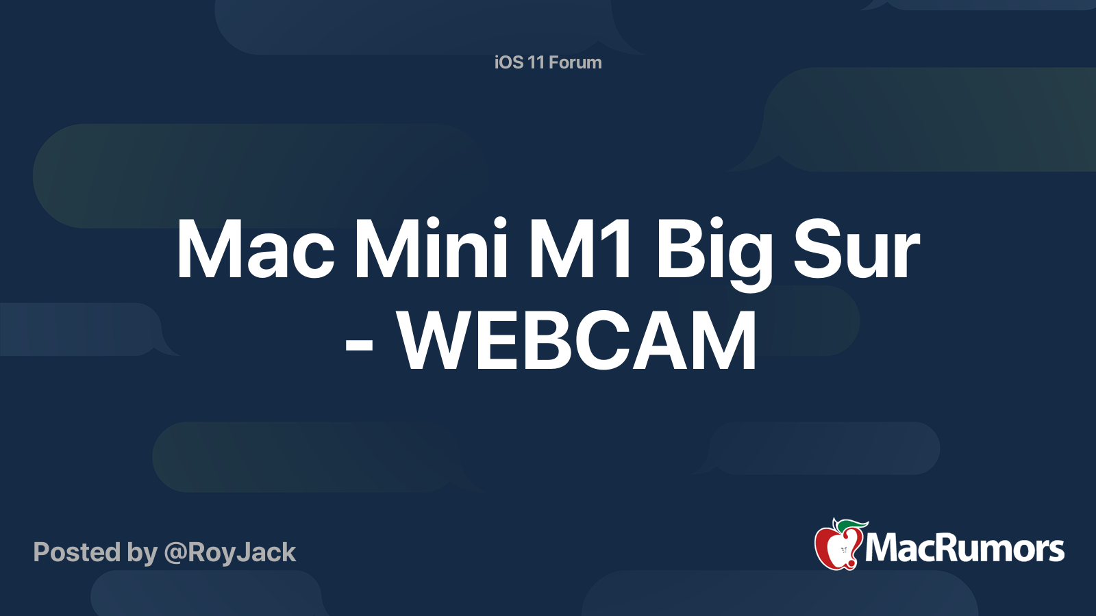 Mac Mini M1 Big Sur - WEBCAM | MacRumors Forums
