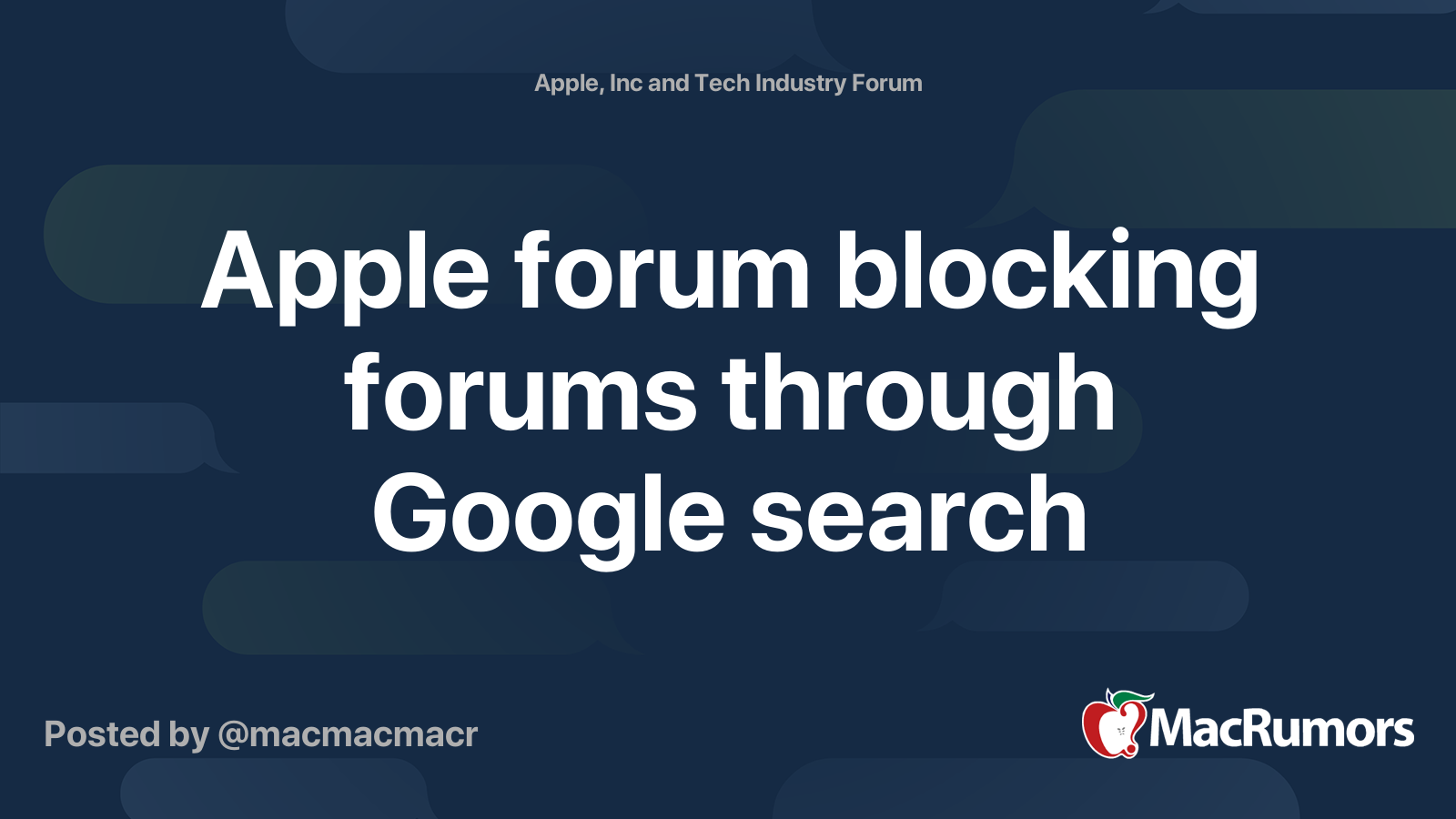 Apple forum blocking forums through Google search | MacRumors Forums