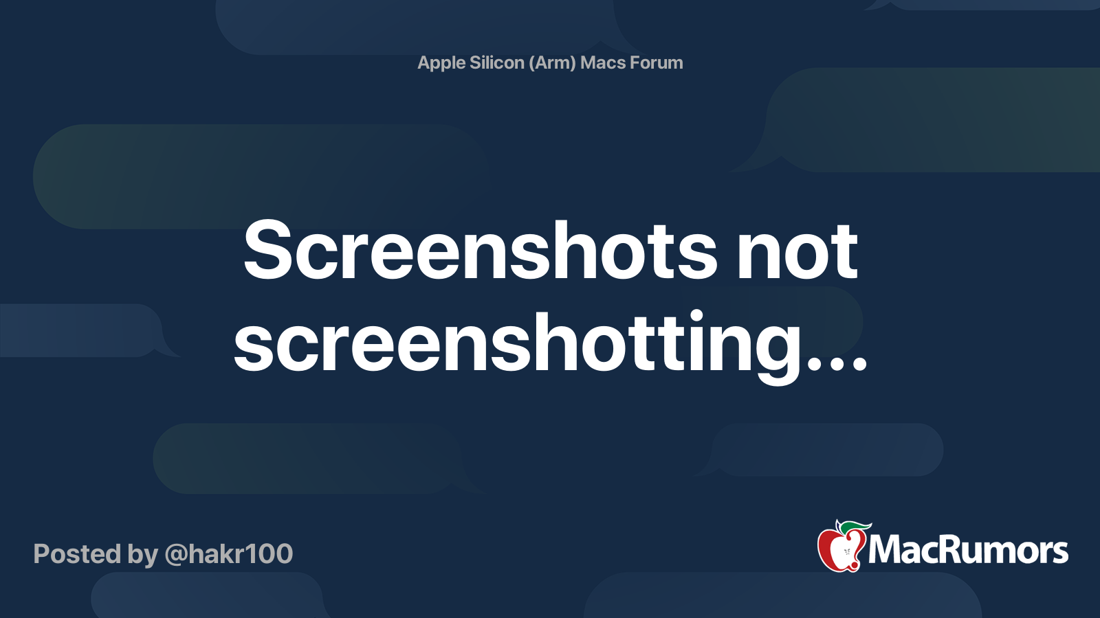 Screenshots not screenshotting... | MacRumors Forums
