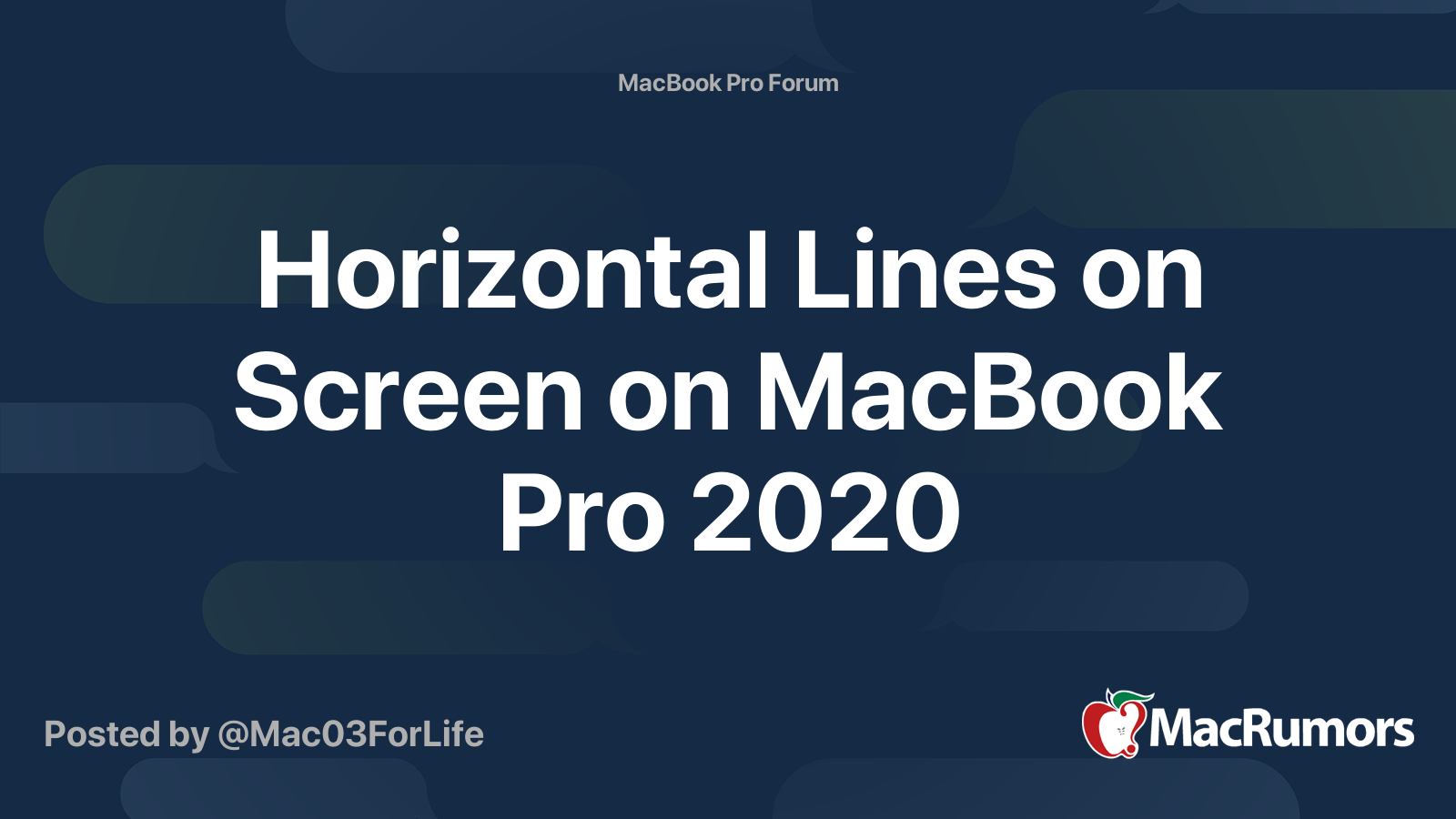 Horizontal Lines on Screen on MacBook Pro 2020 | MacRumors Forums