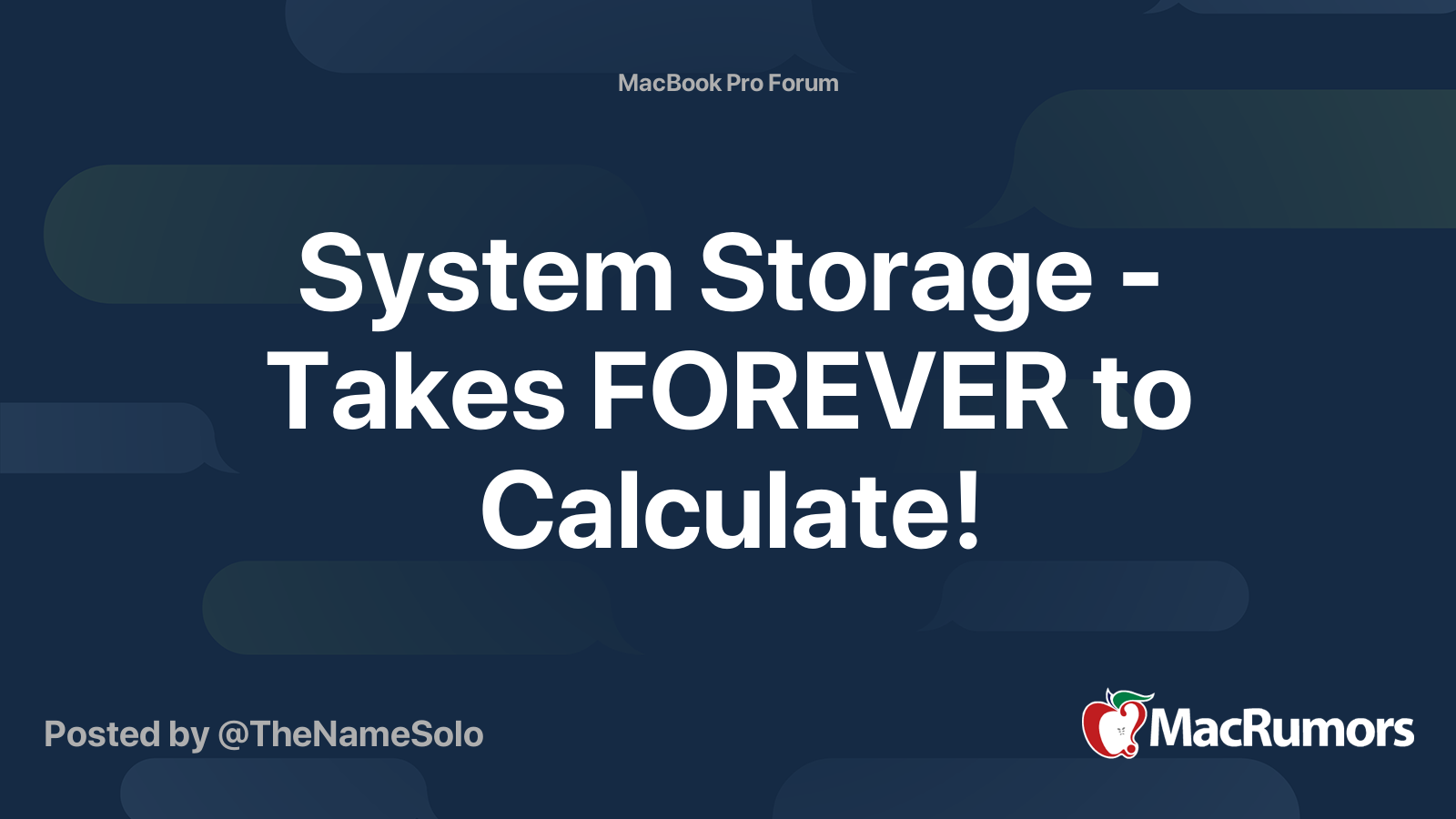System Storage - Takes FOREVER to Calculate! | MacRumors Forums
