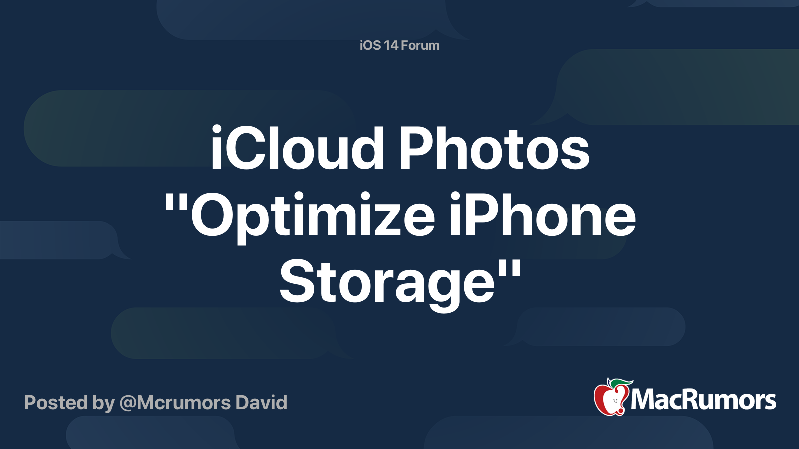 iCloud Photos "Optimize iPhone Storage" | MacRumors Forums