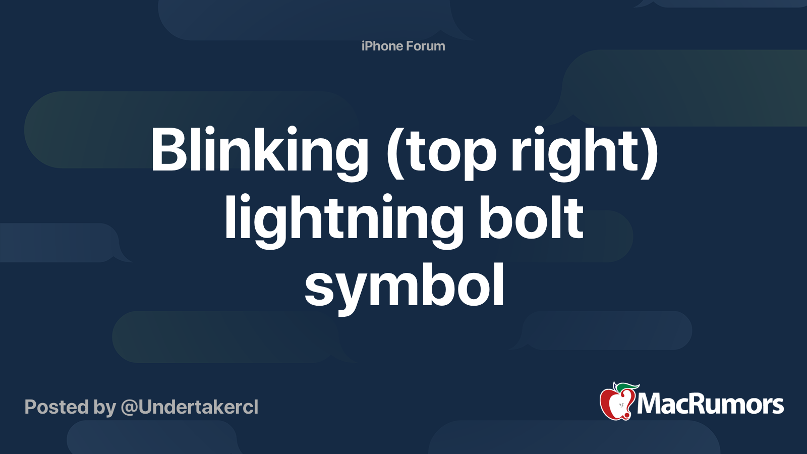 Blinking (top right) lightning bolt symbol | MacRumors Forums
