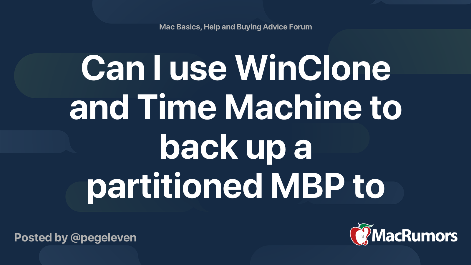 Can I use WinClone and Time Machine to back up a partitioned MBP to the same external drive ...