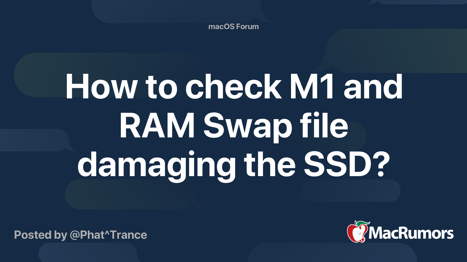 How to check M1 and RAM Swap file damaging the SSD? | MacRumors Forums