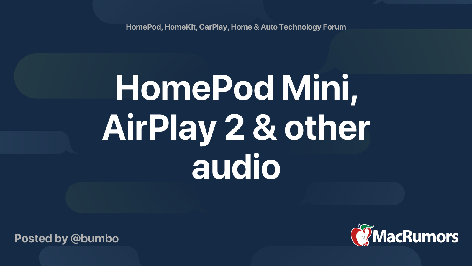 HomePod Mini, AirPlay 2 & other audio | MacRumors Forums