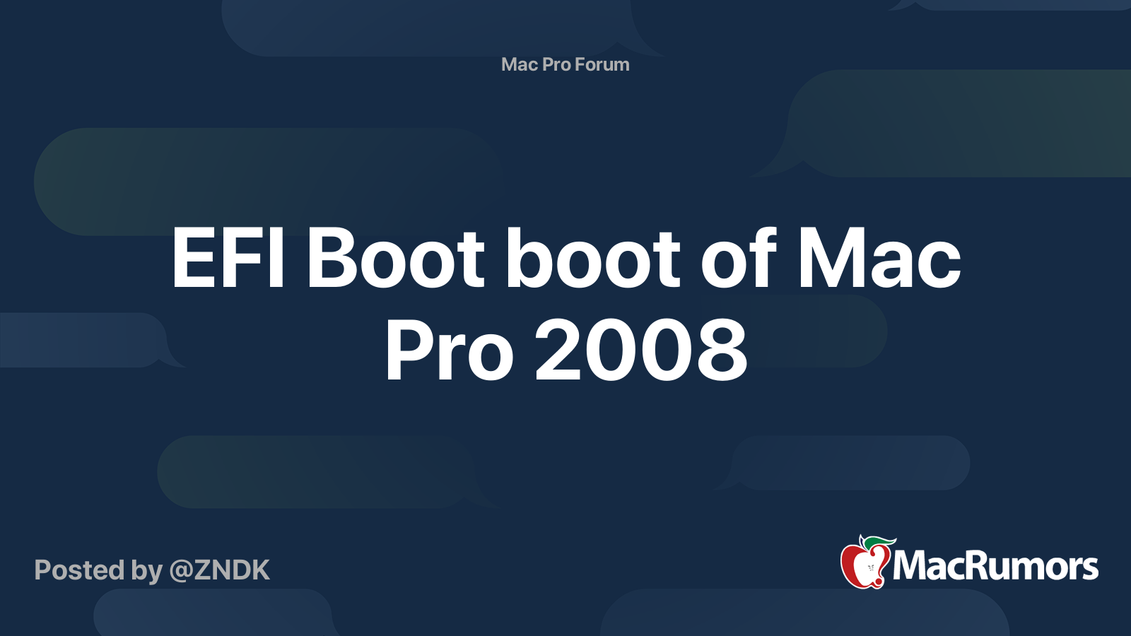 EFI Boot boot of Mac Pro 2008 | MacRumors Forums