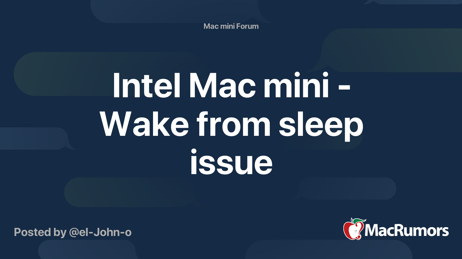 Intel Mac mini - Wake from sleep issue | MacRumors Forums