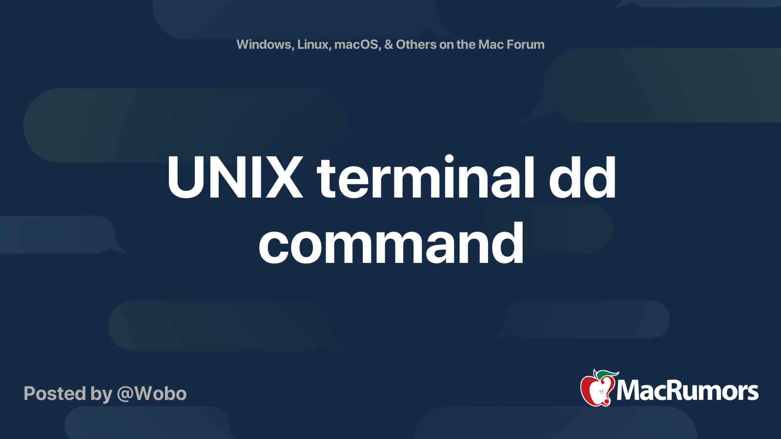 UNIX terminal dd command | MacRumors Forums