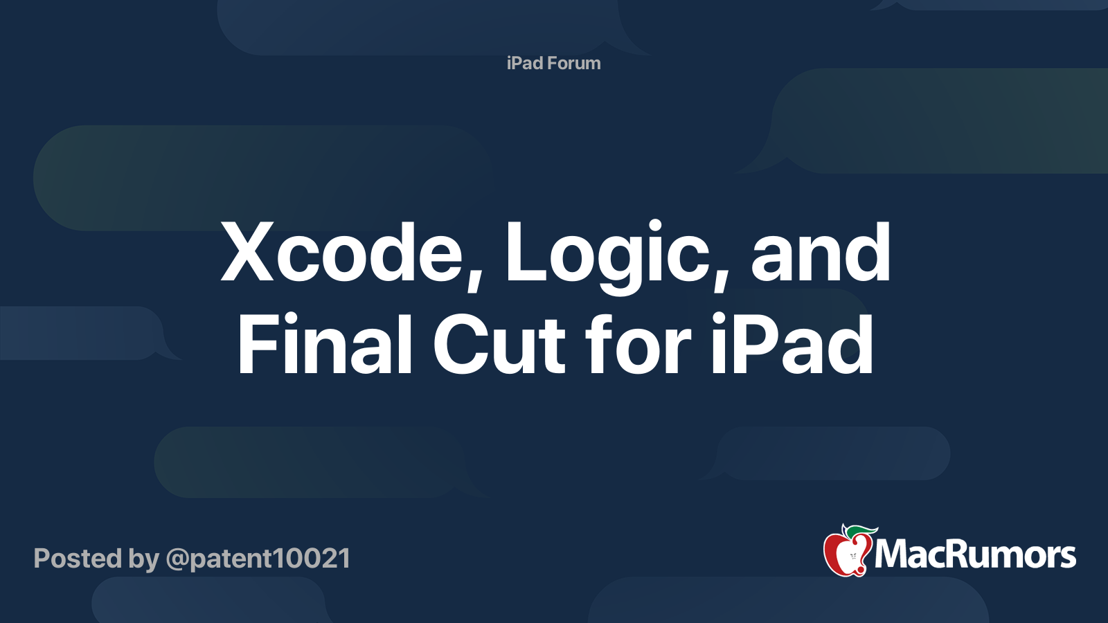 Xcode, Logic, and Final Cut for iPad | MacRumors Forums