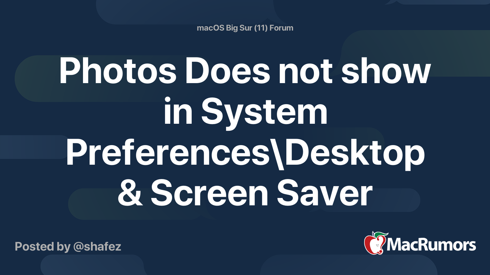 Photos Does not show in System Preferences\Desktop & Screen Saver Wallpaper Choser | MacRumors ...
