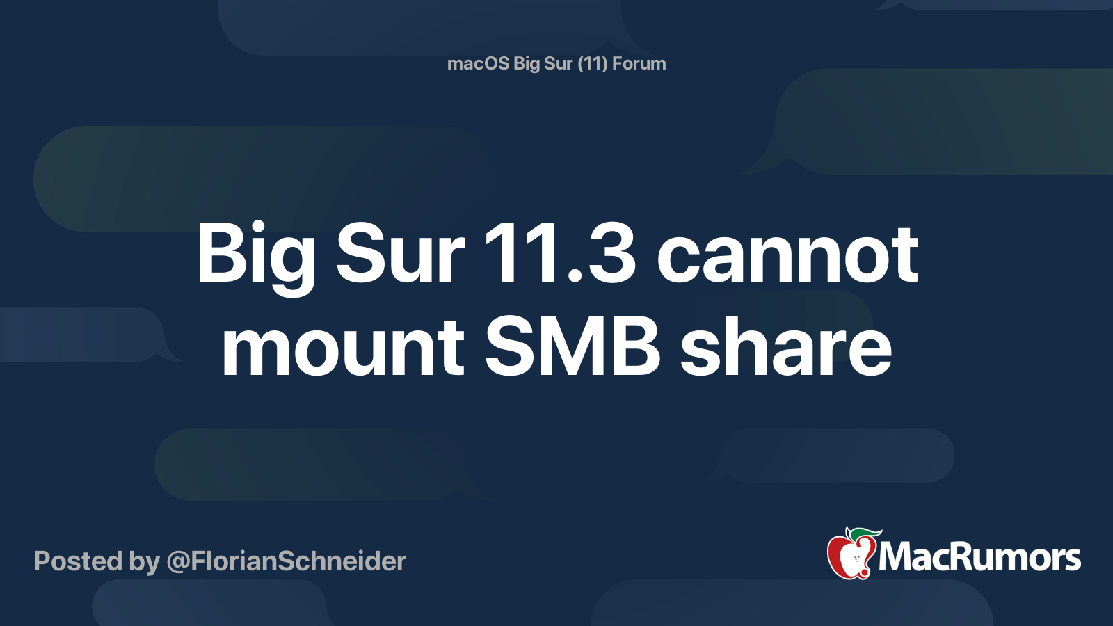 Big Sur 11.3 cannot mount SMB share | MacRumors Forums