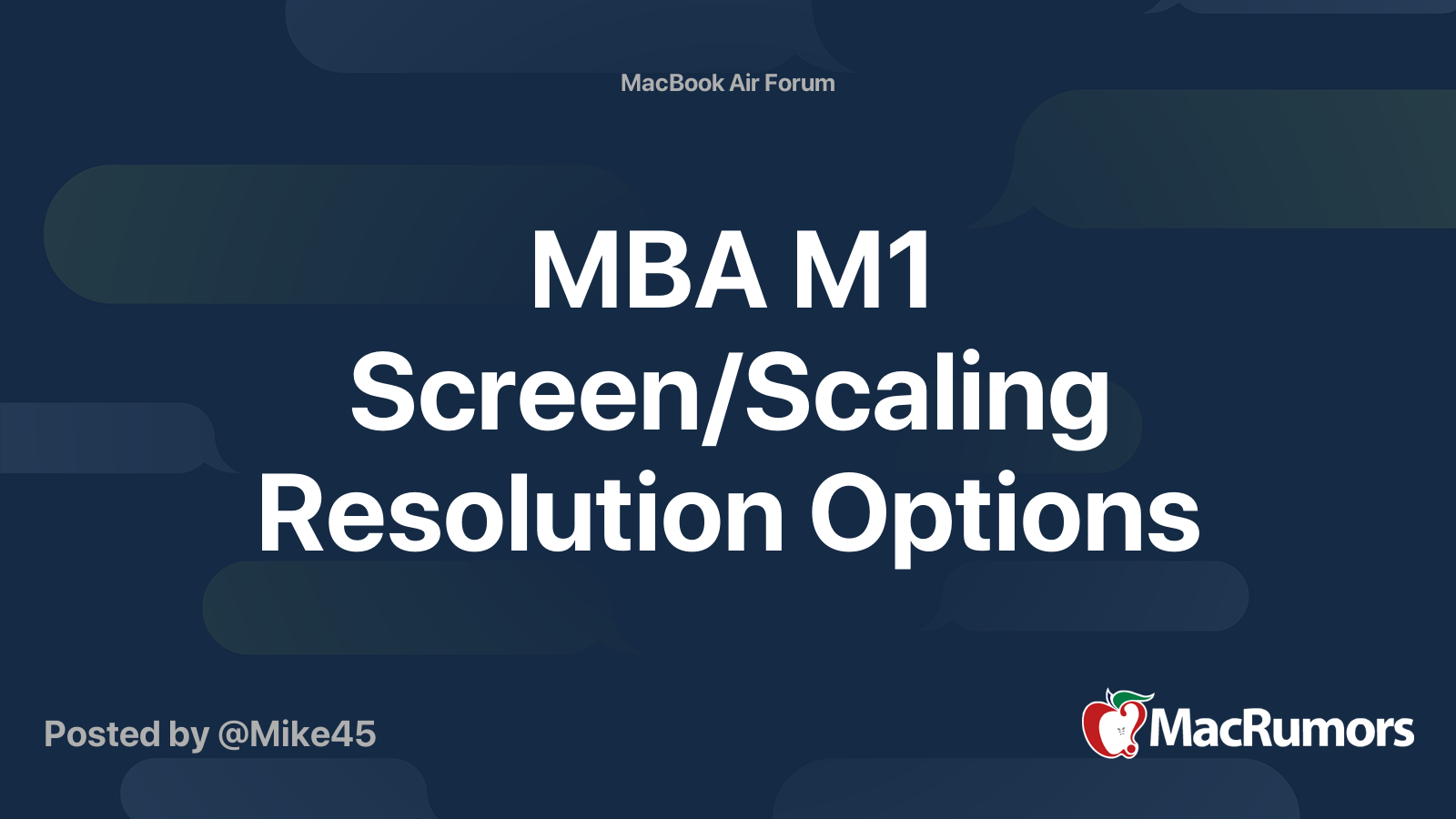MBA M1 Screen/Scaling Resolution Options | MacRumors Forums