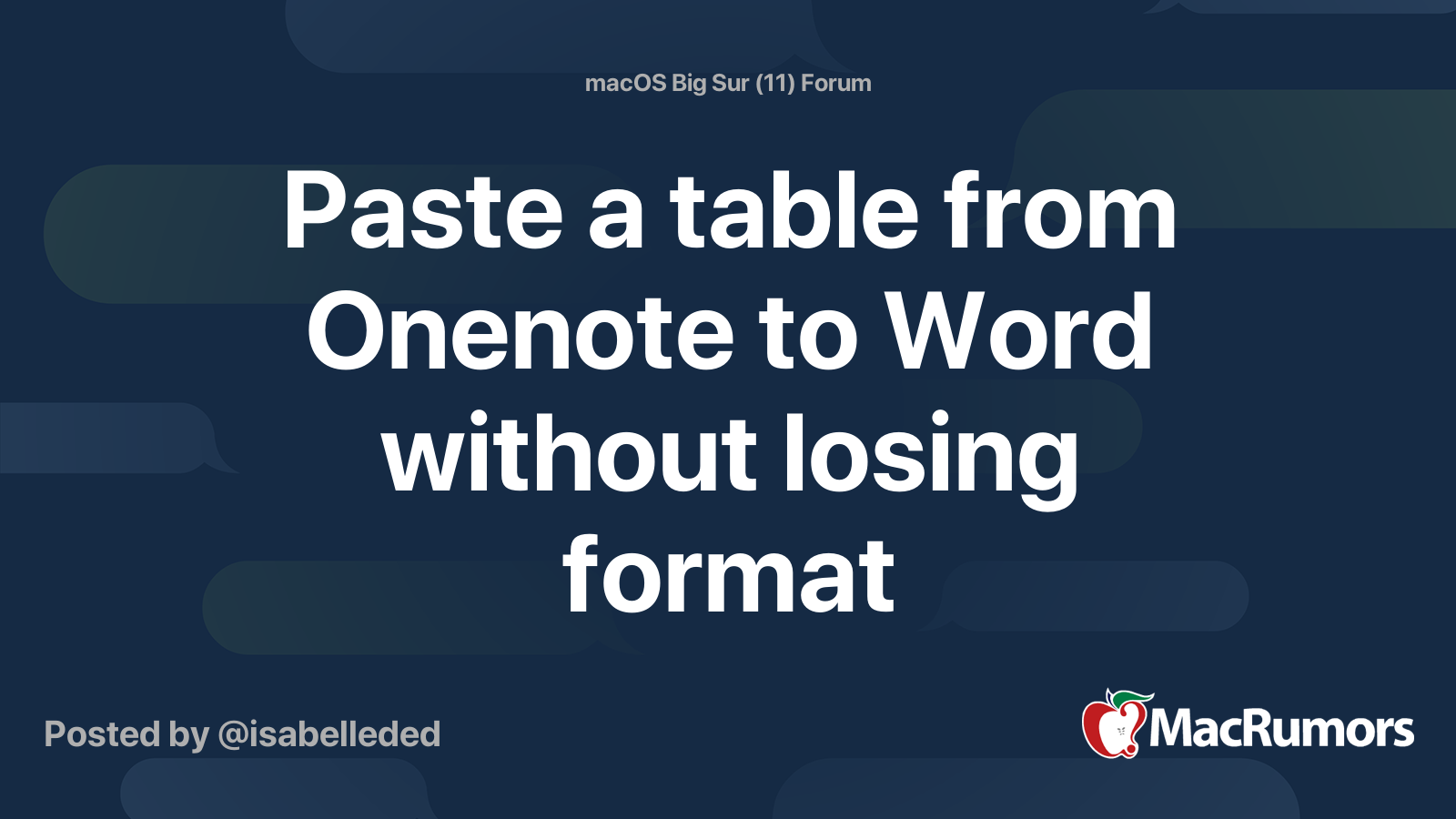 Paste a table from Onenote to Word without losing format | MacRumors Forums