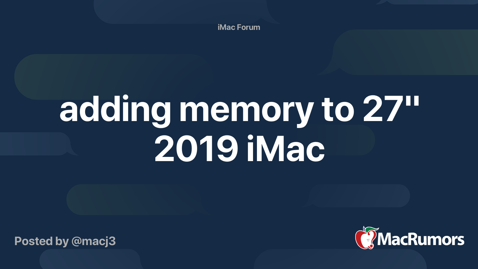 adding memory to 27" 2019 iMac | MacRumors Forums