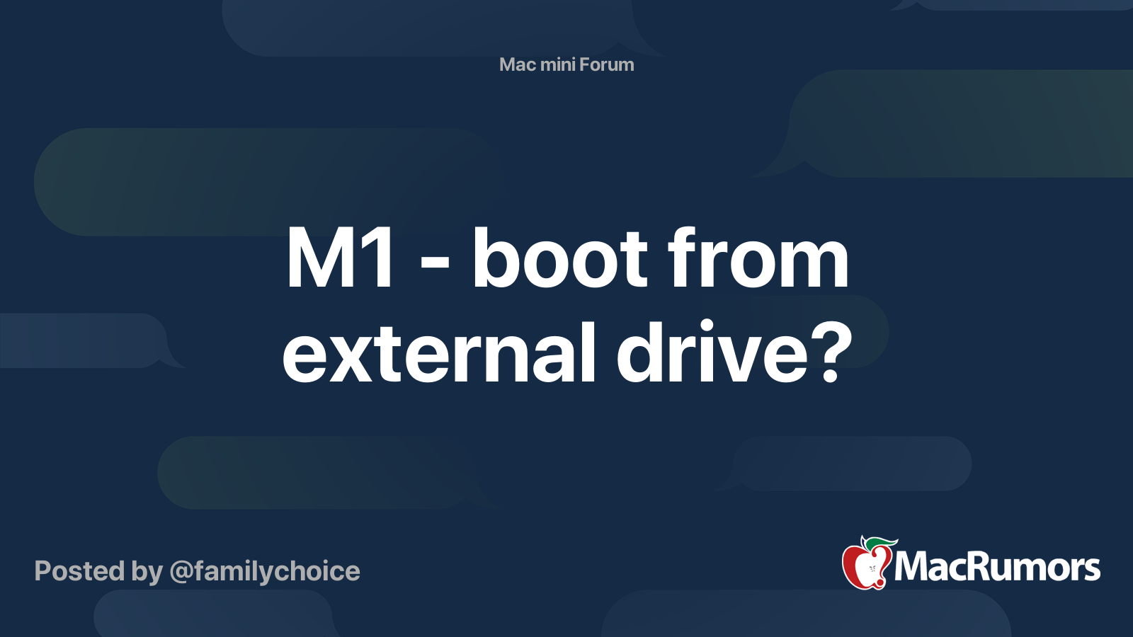 M1 - boot from external drive? | MacRumors Forums
