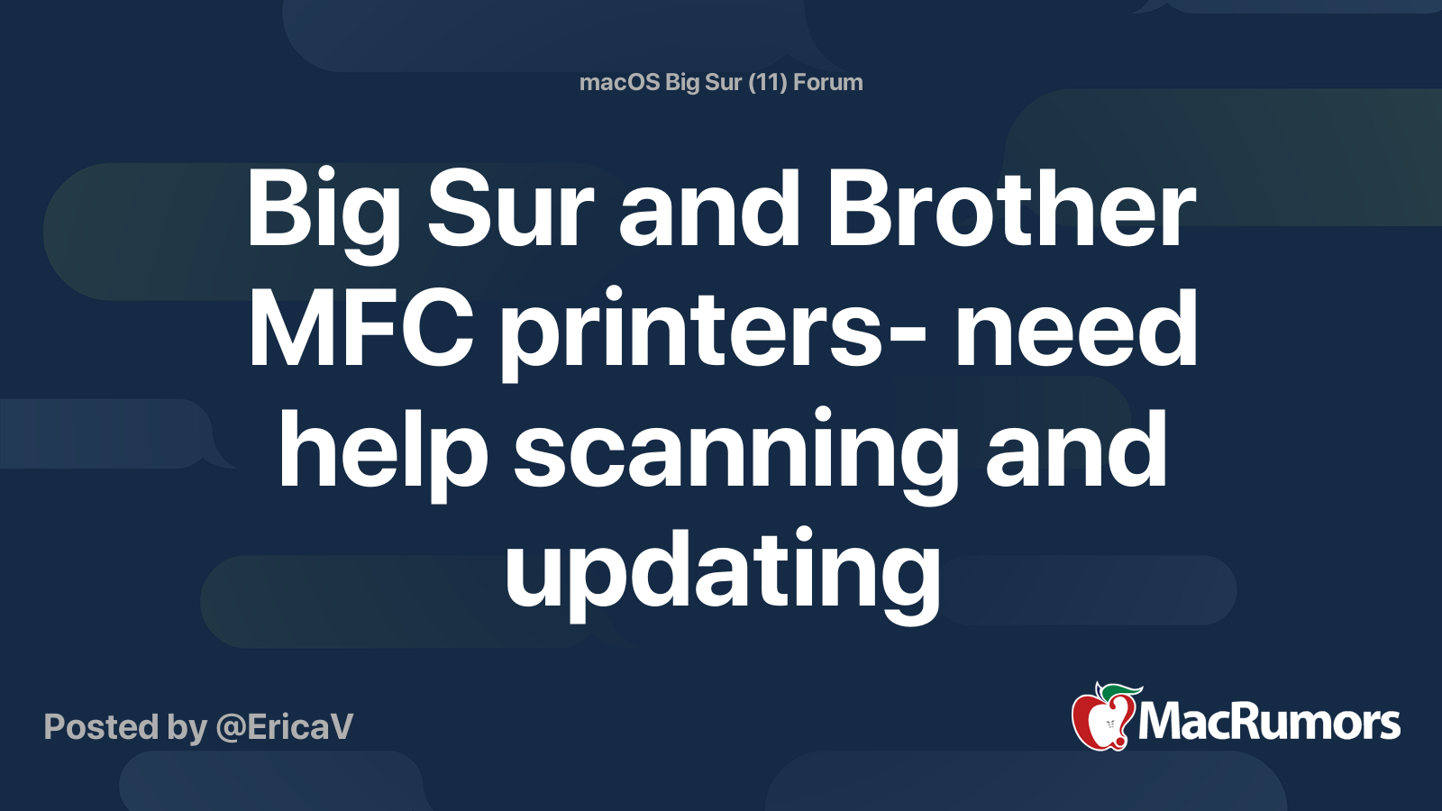 Big Sur and Brother MFC printers- need help scanning and updating | MacRumors Forums