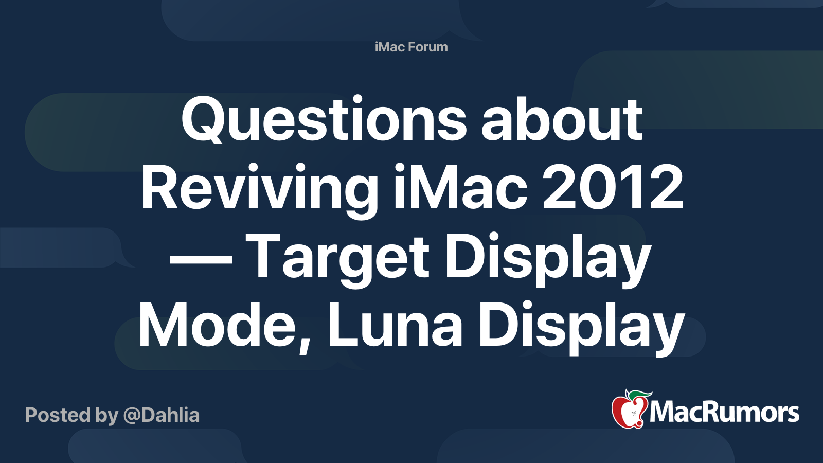Questions about Reviving iMac 2012 — Target Display Mode, Luna Display Unit, Bootcamp ...