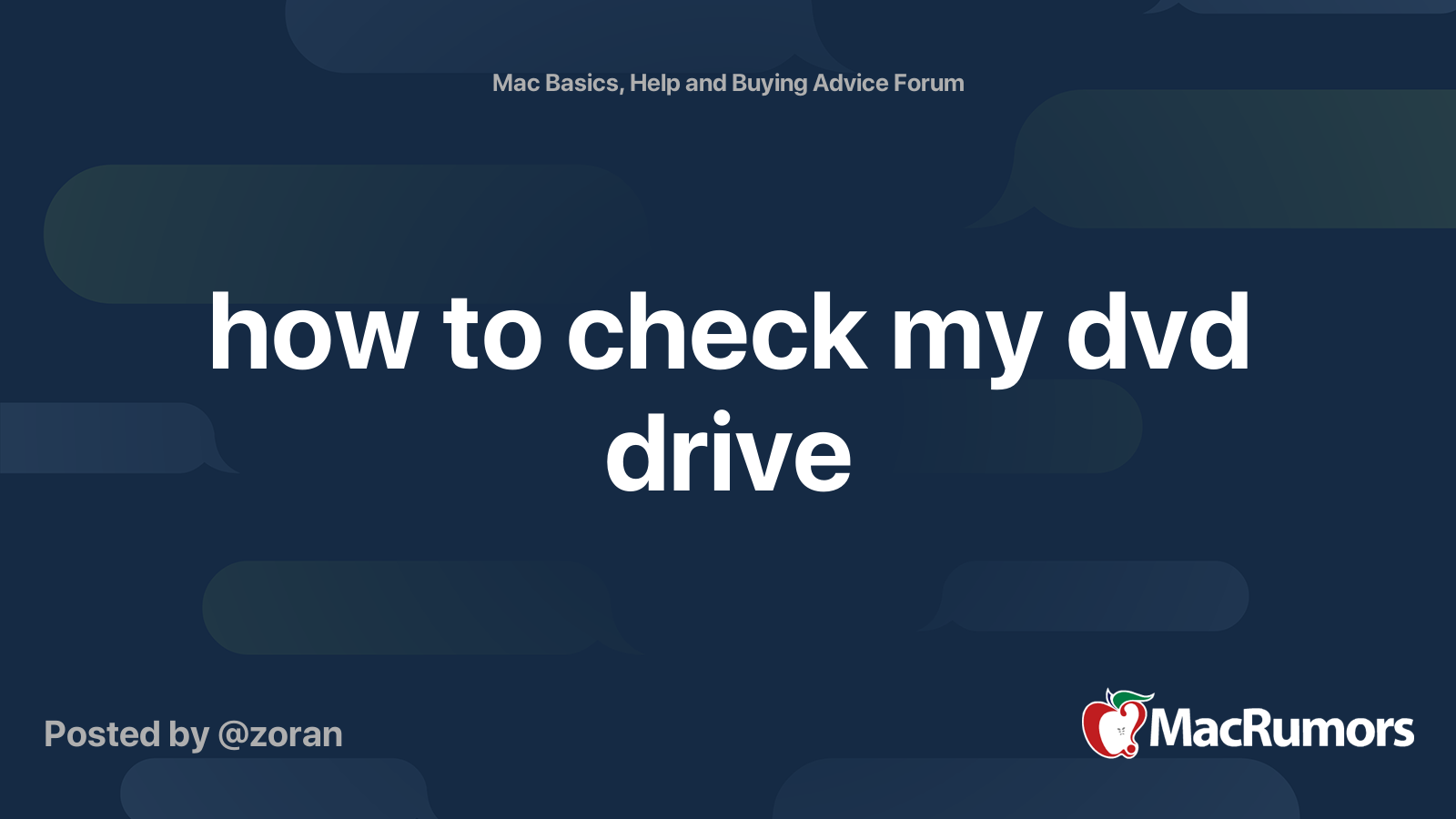 how to check my dvd drive | MacRumors Forums