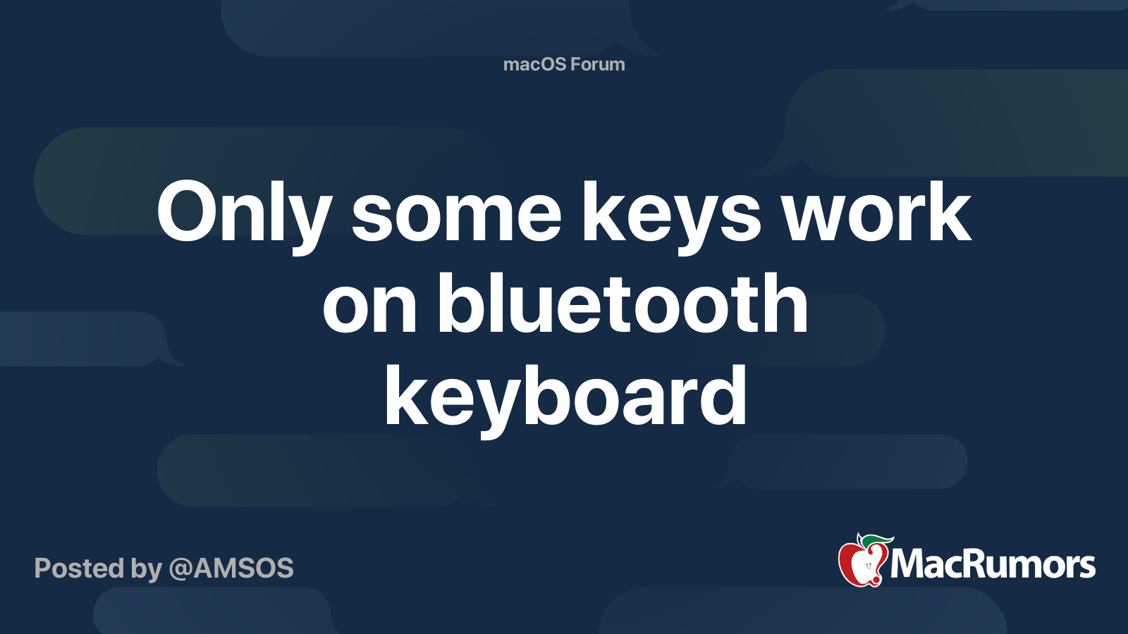 Only some keys work on bluetooth keyboard | MacRumors Forums