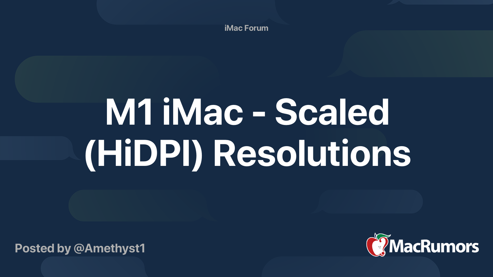 M1 iMac - Scaled (HiDPI) Resolutions | MacRumors Forums